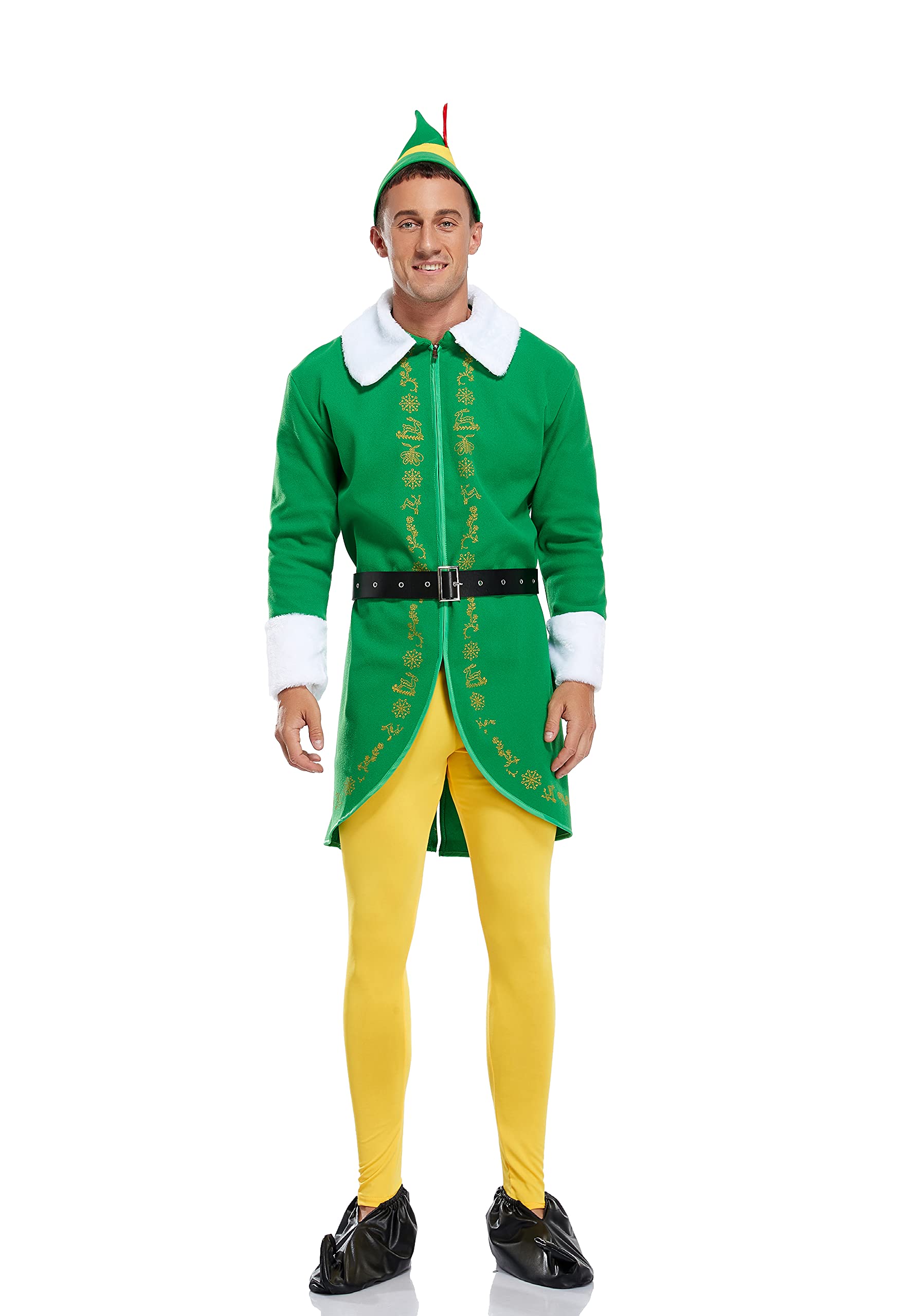 LILLIWEEN Mens Elf Costume Buddy Costume Halloween Christmas Cosplay Full Set Costumes 3XL