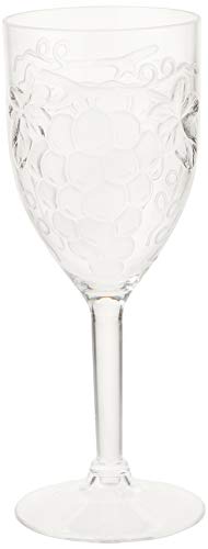 Prodyne Embossed Grape Acrylic Wine Glass, 10 Ounce