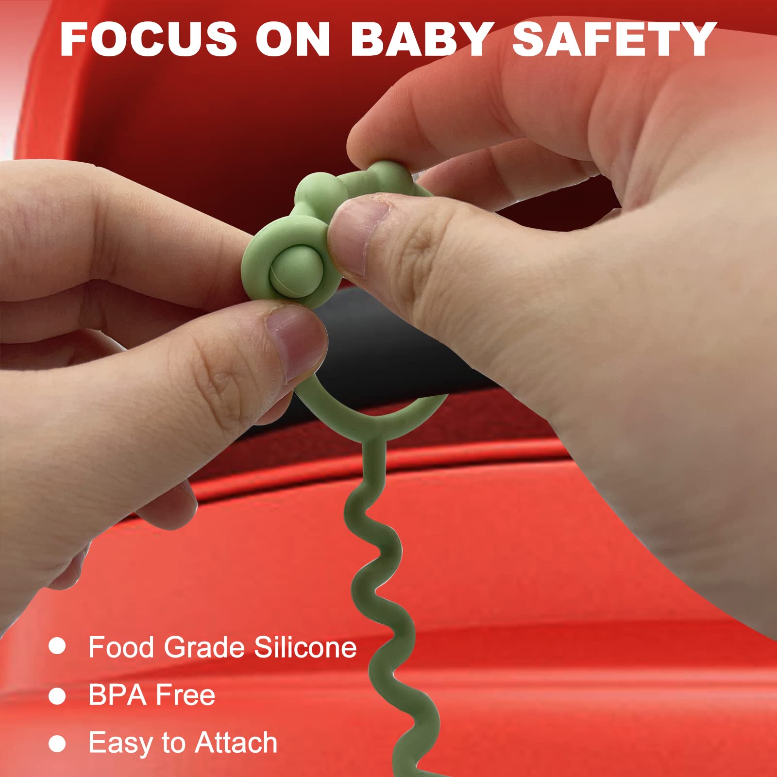 Toy Straps for Baby - 3 Pack Toy Straps for Stroller - Silicone Adjustable Toy Holder for Stroller - Pacifier Holder, Sippy Cup Straps - Baby Toy Holder Straps for Teether Toys, Bottle - BPA Free