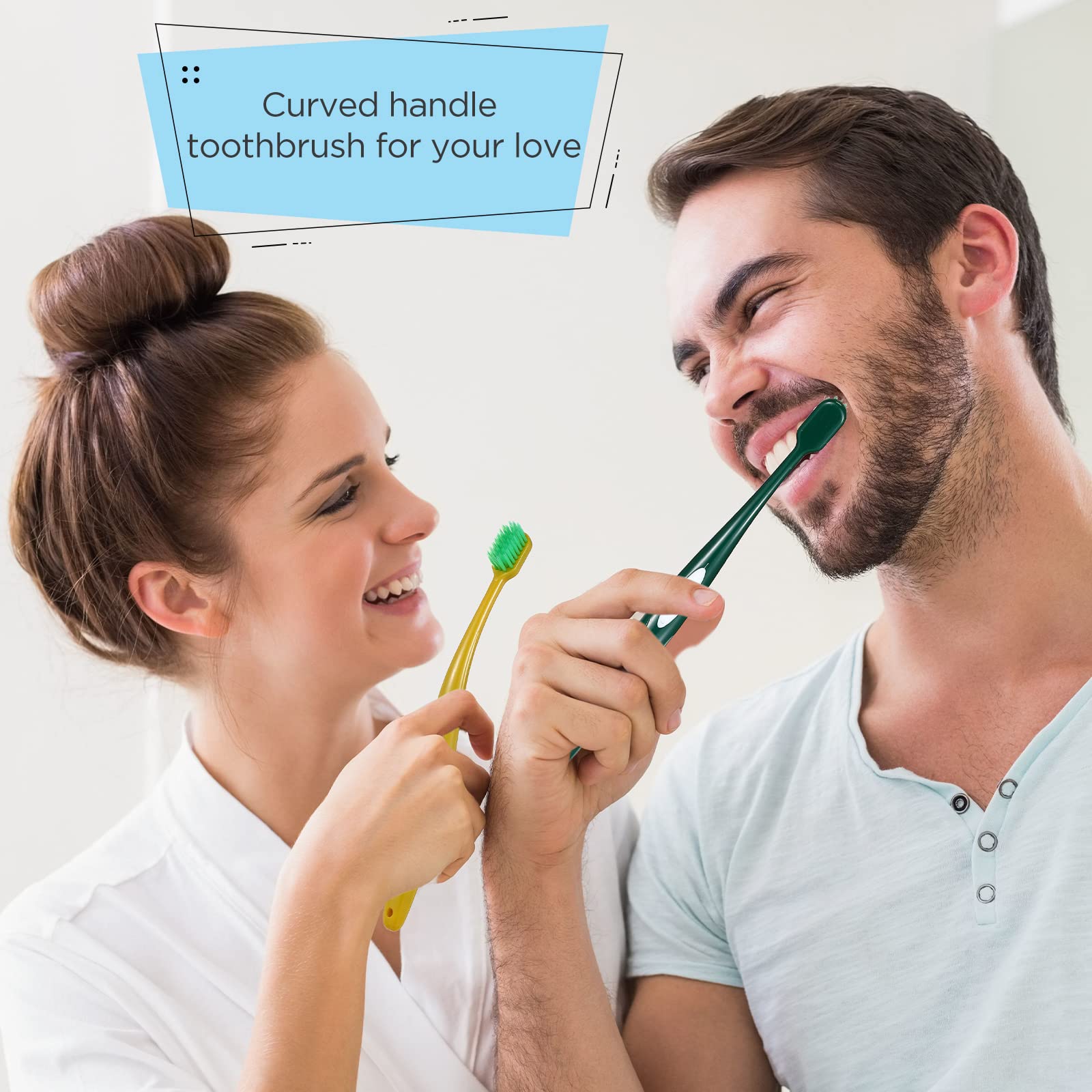 Yinkin Curved Soft Toothbrush Curve Handle Toothbrushes Portable Toothbrushes for Adult Lightweight Travel Toothbrush for Deep Cleaning, 8 Pack (2 Colors), Individually Packaged