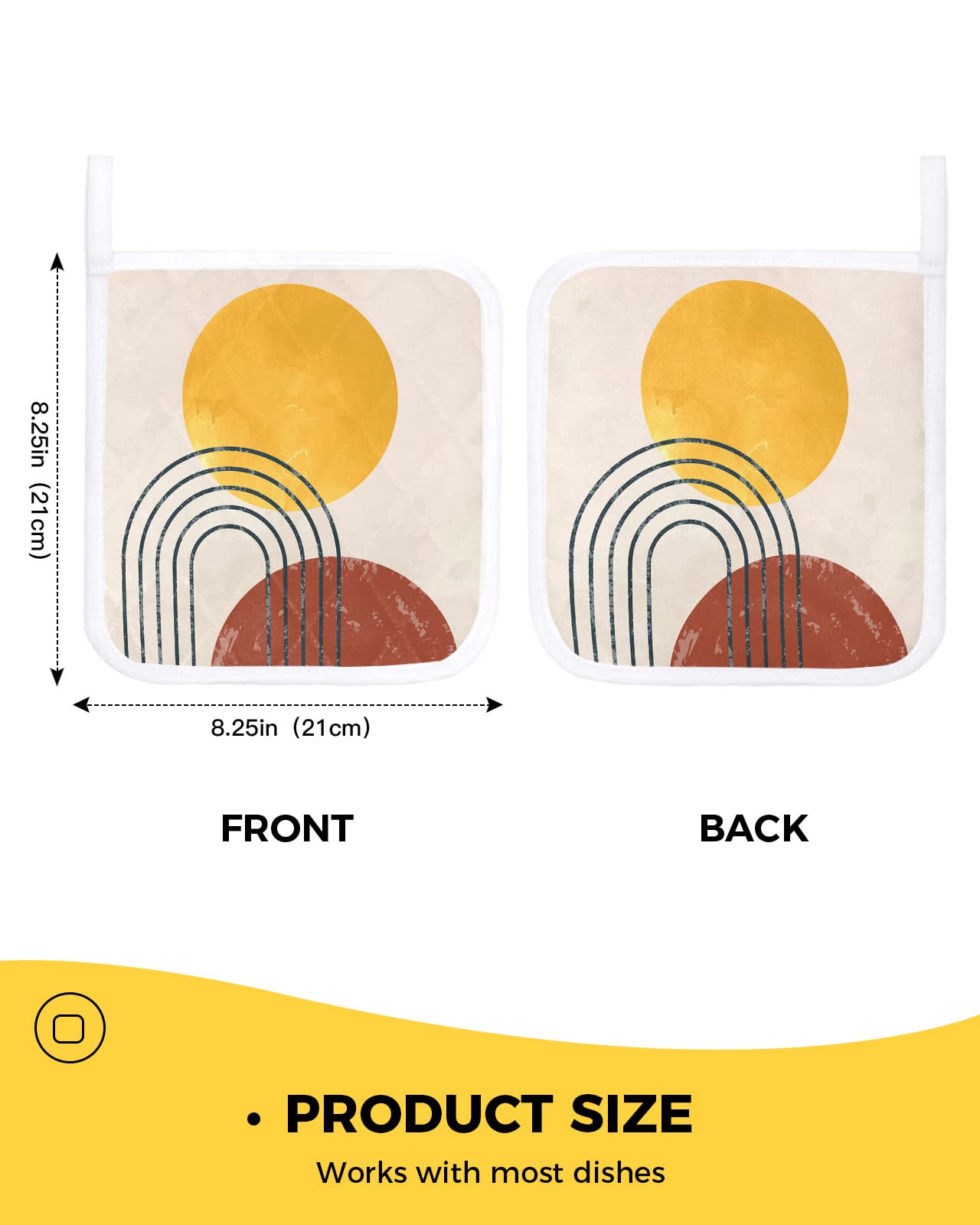 Pot Holder Set of 4 Mid Century Boho Sun Abstract Potholder Heat Proof Non-Slip Pot Holders,Minimalist Terracotta Aesthetic Hot Pads Potholders for Kitchen Cooking Baking BBQ