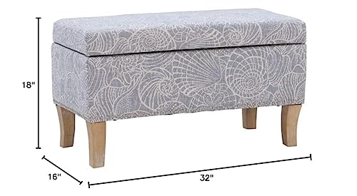 Linon Stephanie Wood Upholstered Storage Ottoman in Stone Gray