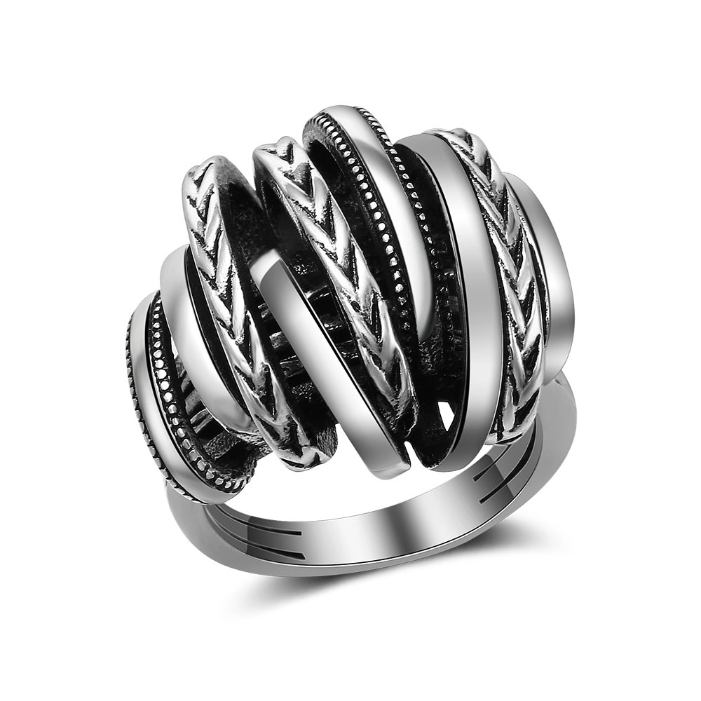 Mytys Statement Ring for Women 2 Tone Gold Designer Knot Intertwined Crossover Finger Cable Cocktail Rings Size 7
