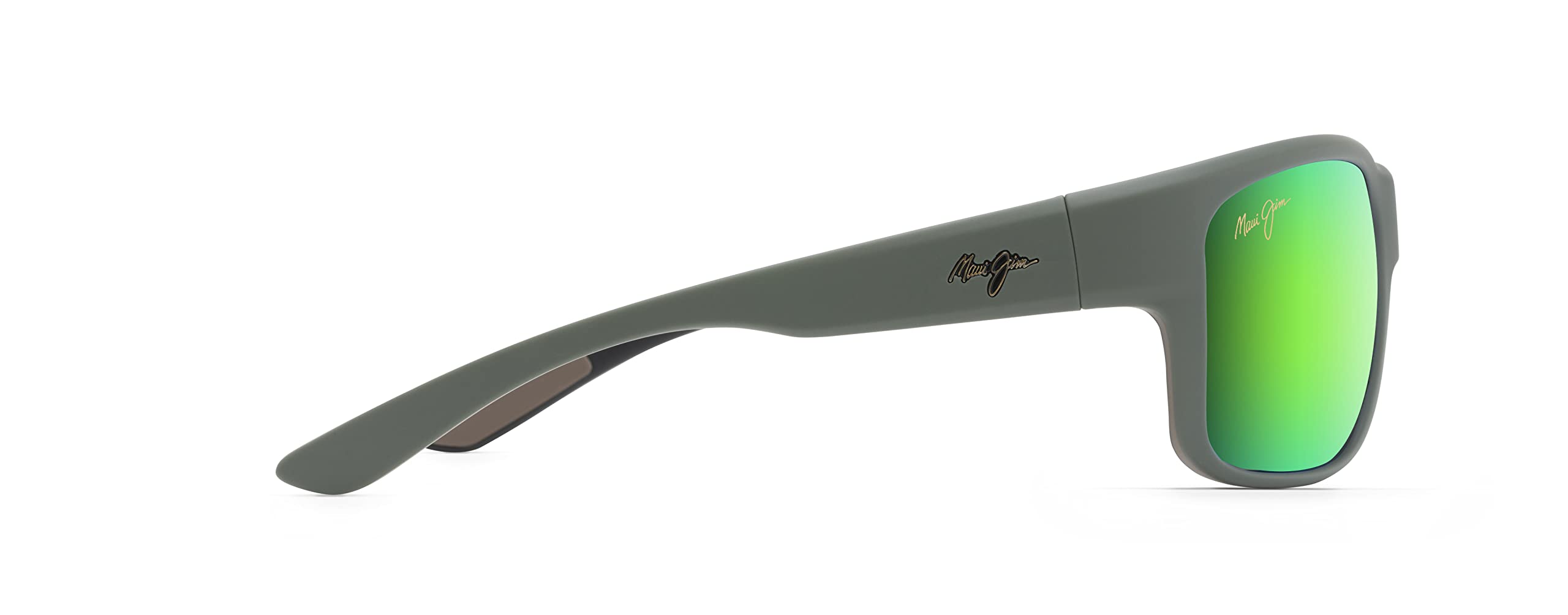 Maui Jim Men's Southern Cross Polarized Wrap Sunglasses, Soft Matte Khaki/Brown/Black/MAUIGreenĀ®, Large
