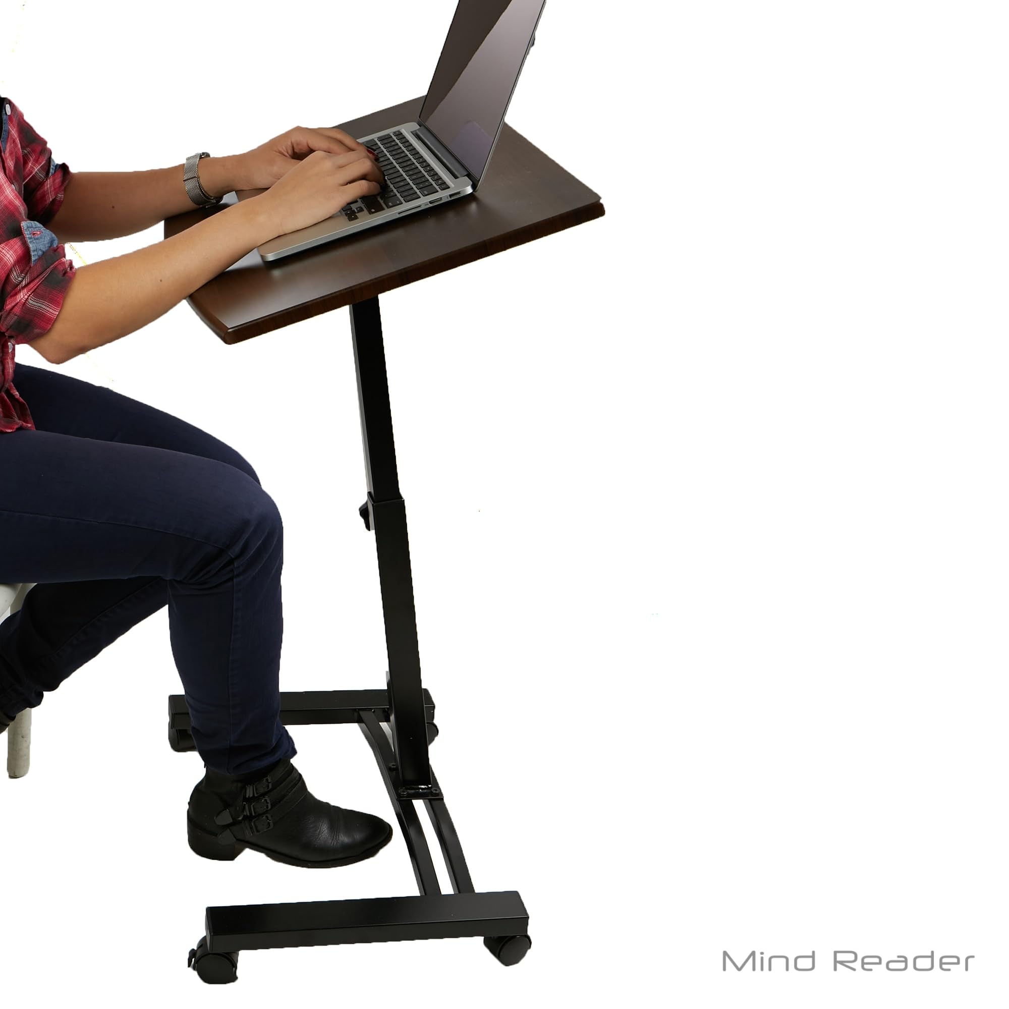 Mind Reader Sit and Stand Laptop Cart, Lap Desk, Adjustable, Black