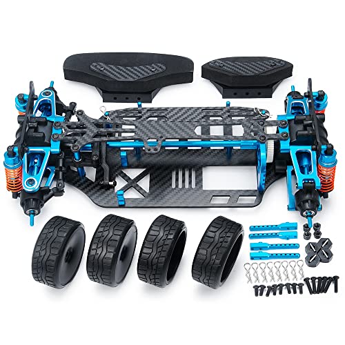 VLIZO Metal &Carbon Fiber &Plastic Wheel Rims Shock Absorbers Frame Compatible with Tamiya TT01 1/10 RC Remote Control Drift Car Parts