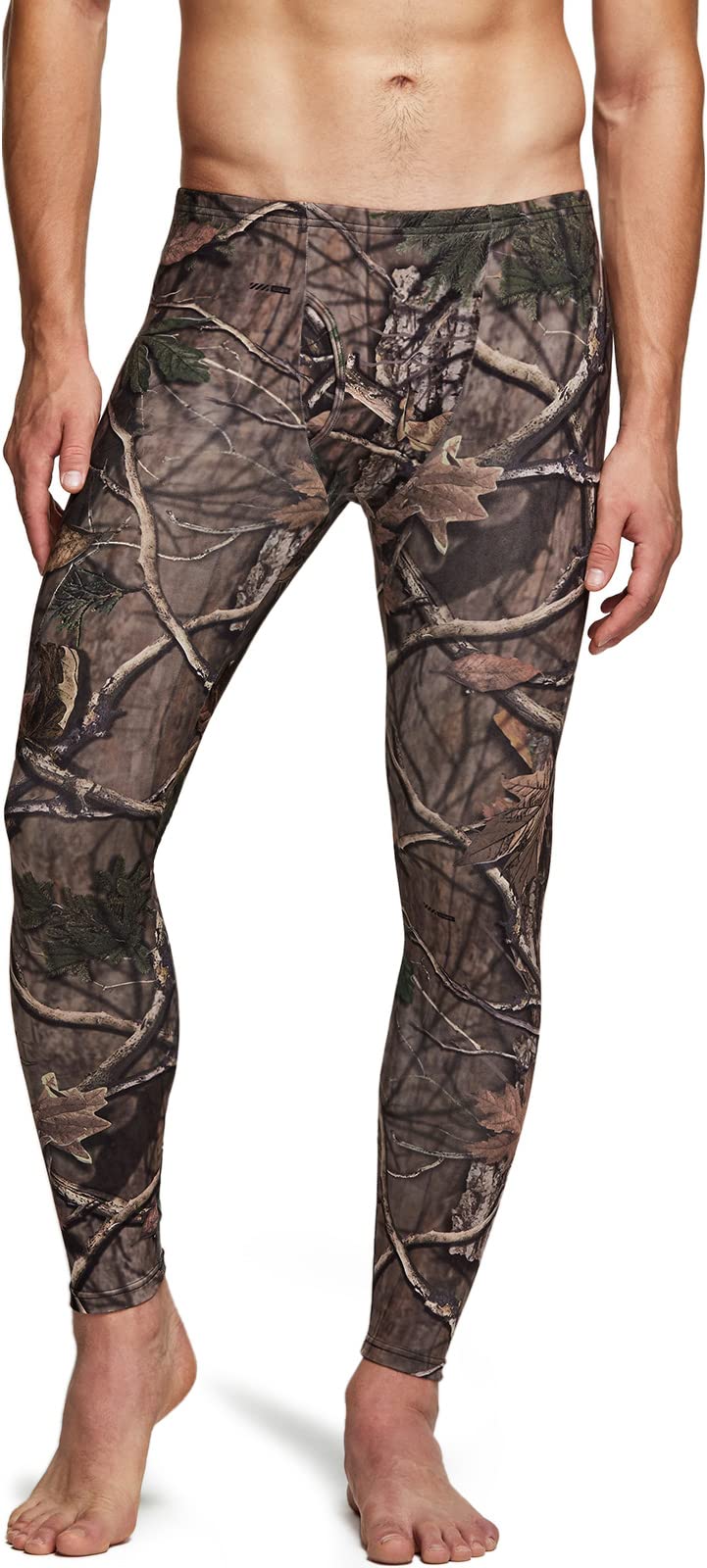TSLA Men's Thermal Underwear Pants, Heated Warm Fleece Lined Long Johns Leggings, Winter Base Layer Bottoms, Thermal Fly-Front 2p Black/Hunting Camo, Medium
