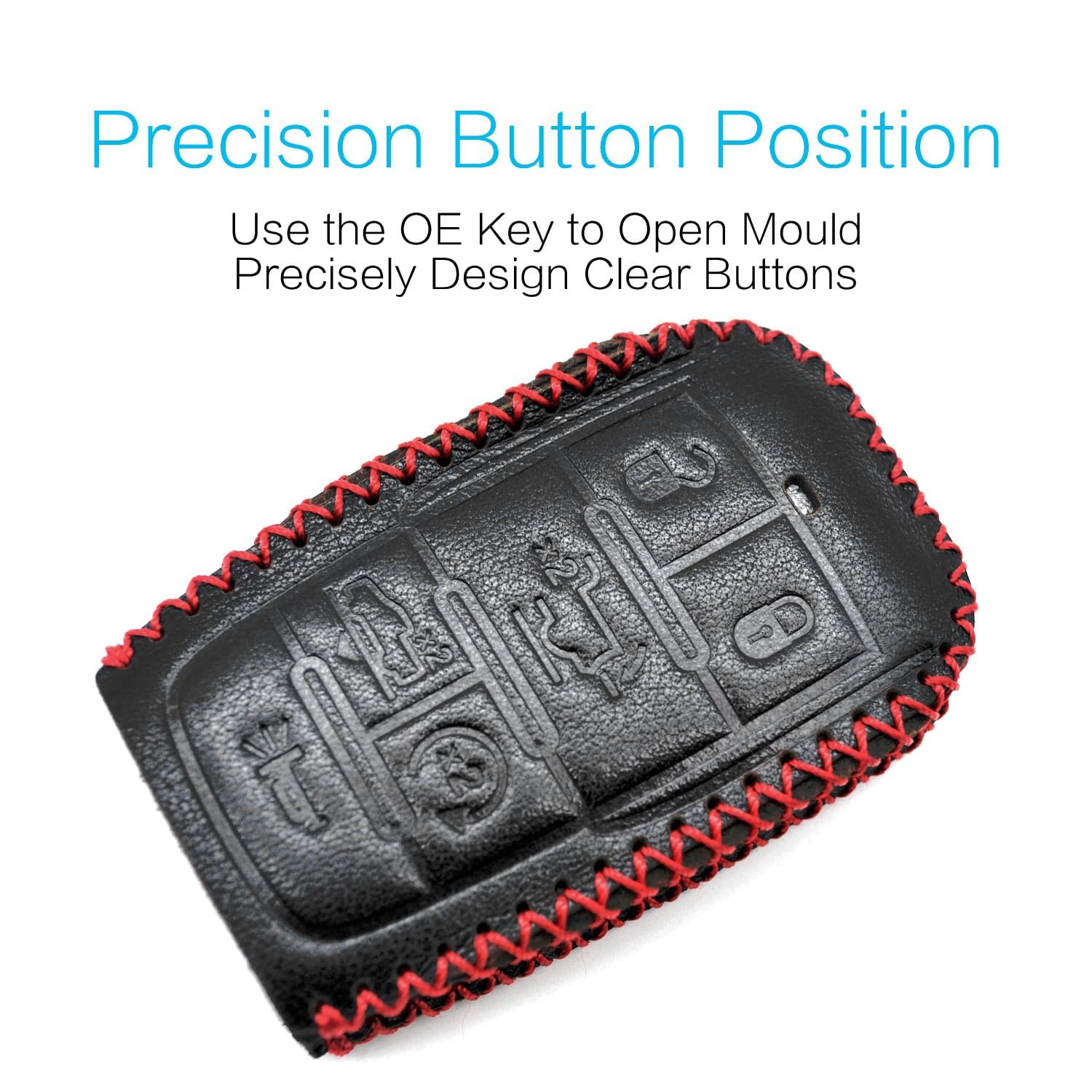 MECHCOS Compatible with Ram 1500 Limited Truck Pickup 6 Buttons Leather Case Key Fob Cover Keyless Remote Holder Protecter Key Chain