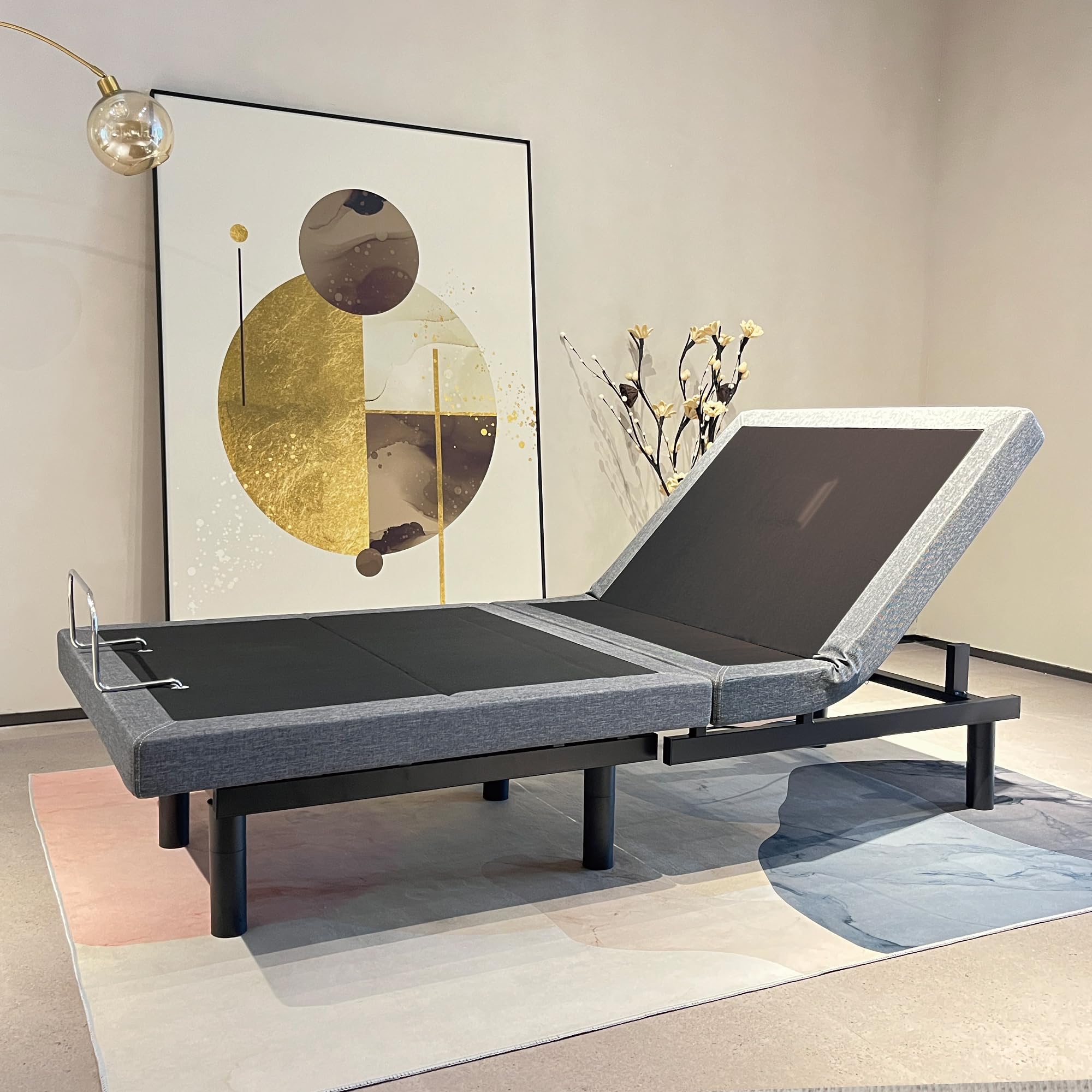 LINPOZONE Pain Relieving Ideal Base Adjustable Bed Frame Twin XL,Massaging Zero Gravity Adjustable Bed Base, Electric with 3 Speed Head & Foot Massage, Wireless Remote, 4 USB Ports Charge