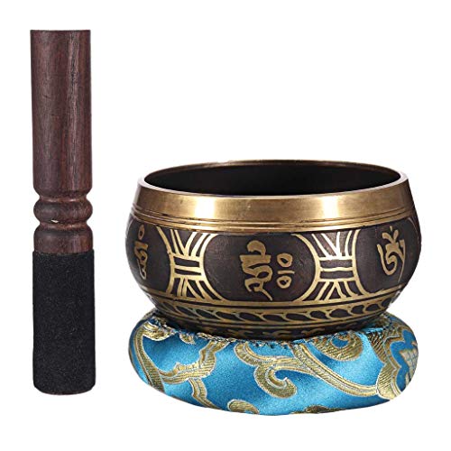 TJLSS Tibetan Meditation Singing Bowl Nepalese Buddhist Chanting Bowl Buddhist Sound Bowl + Mallet Mat Copper Handmade Carft