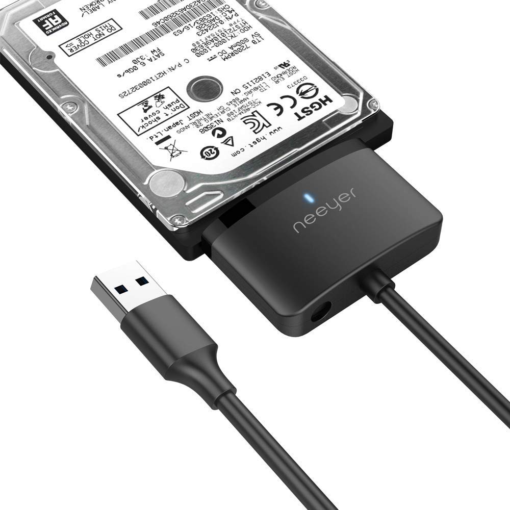 Neeyer SATA to USB 3.0, SATA III Hard Drive Adapter Cable for 3.5/2.5 Inch HDD/SSD with 12V/2A Power Adapter, 20 Inch…