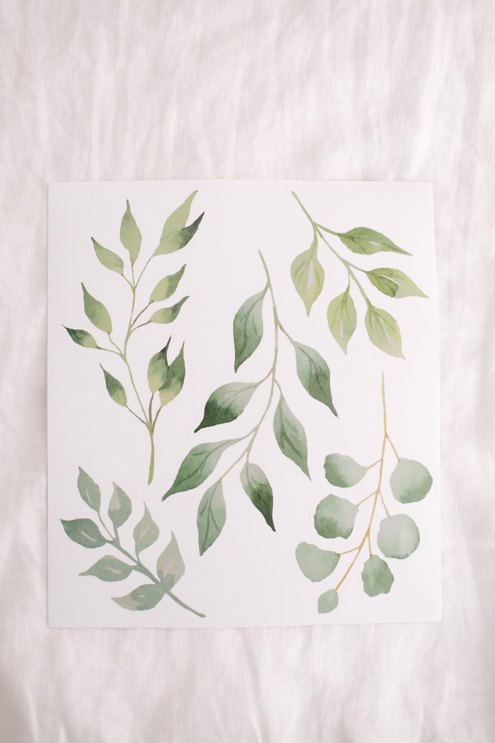 Modern Maxwell Wall Art Decals for Girls Nursery, Bedroom, Living Room Eden Greenery Leaf Room Sticker Set 44 Pieces