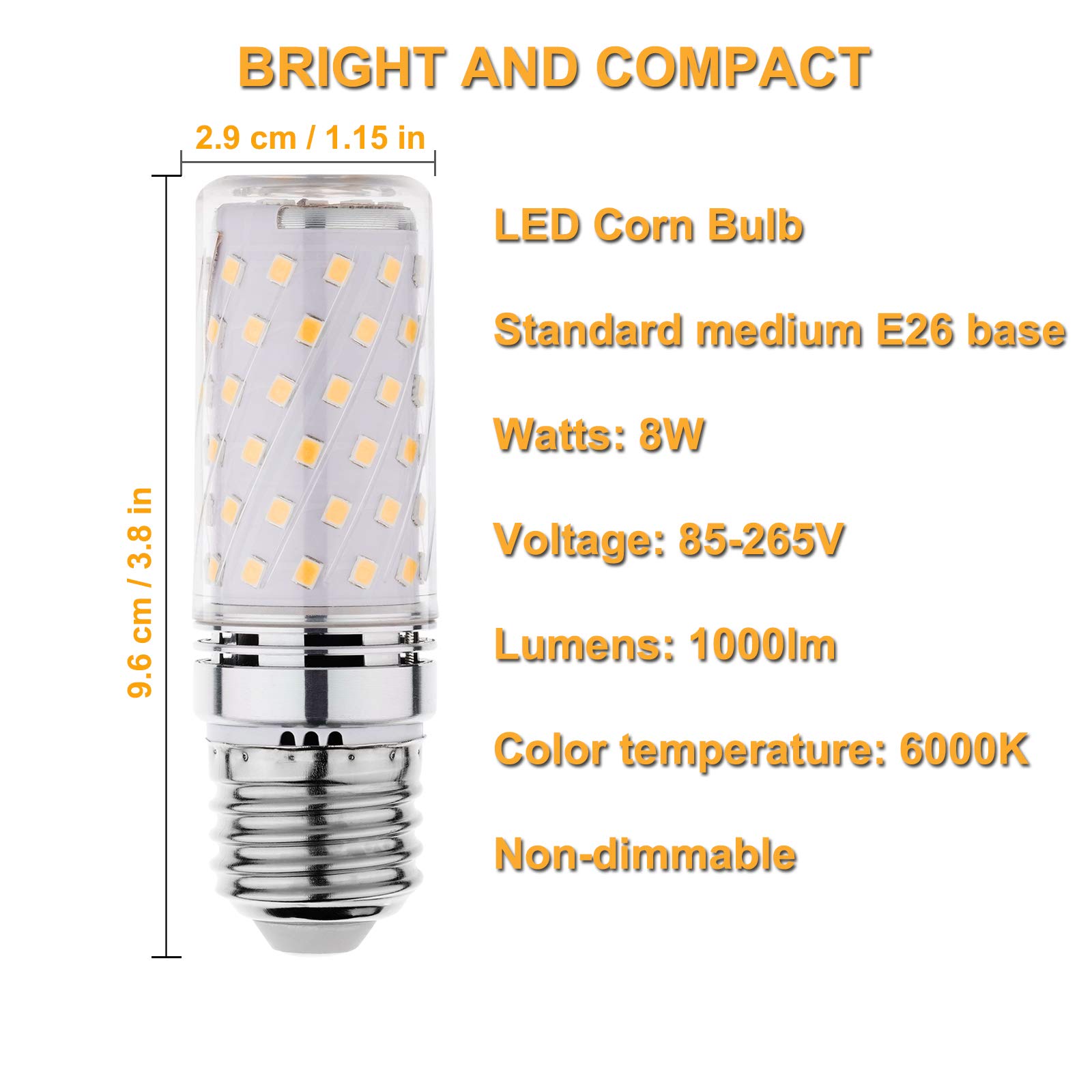 RAYHOO LED Light Bulbs Incandescent 80-100 Watts Equivalent, Standard Medium E26 Base,1000Lumens Non-Dimmable,4 Pack (White 6000K)