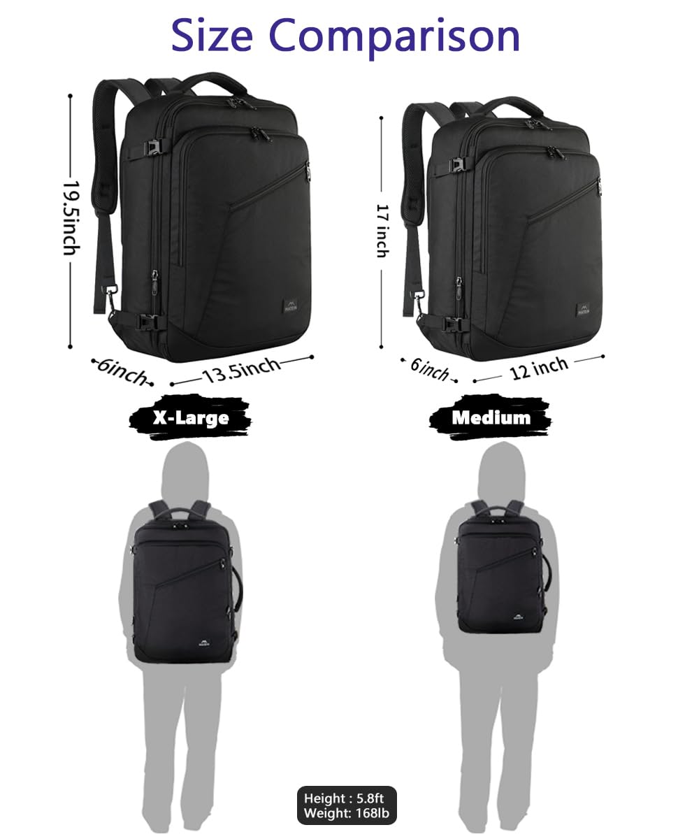 MATEIN Carry on Backpack, Extra Large Travel Backpack Expandable Airplane Approved Weekender Bag for Men and Women, 52L TSA Travel Laptop Backpack with Shoes Compartment Fits 17 inch Computer