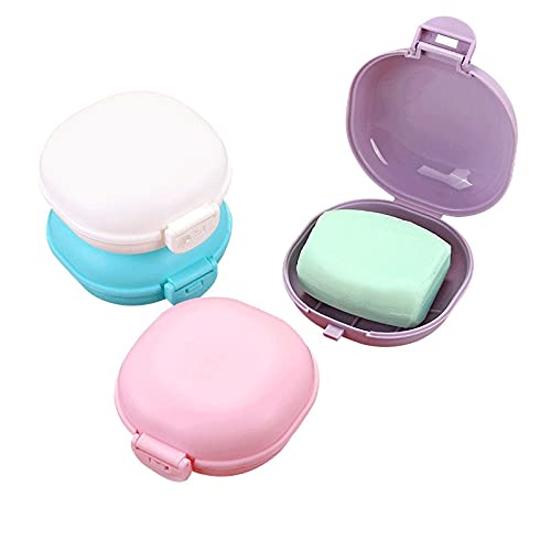 PLMM soap Box, Mini Travel Soap Box with Lid Portable Soap Case Dish Shower Bathroom Drain Soap Container Tray Bathroom Accessories Dustproof (Color : Purple)