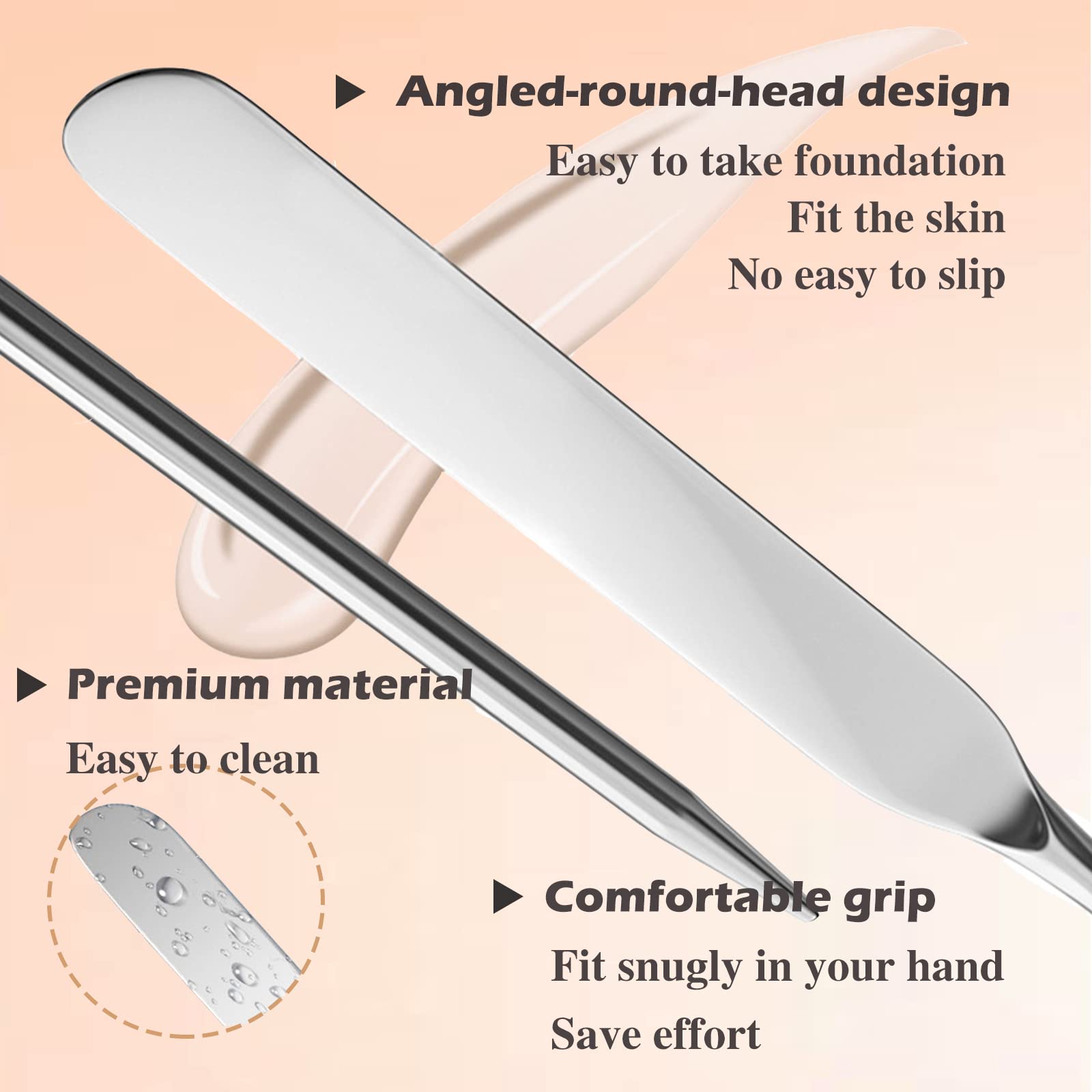 Penugo Picasso Makeup Spatula and Palette Set, Korean Makeup Spatula with Leather Cover, Stainless Steel Makeup Palette with Scraper Tool, Metal Foundation Palette for Cosmetic Pigment Blending(SS)