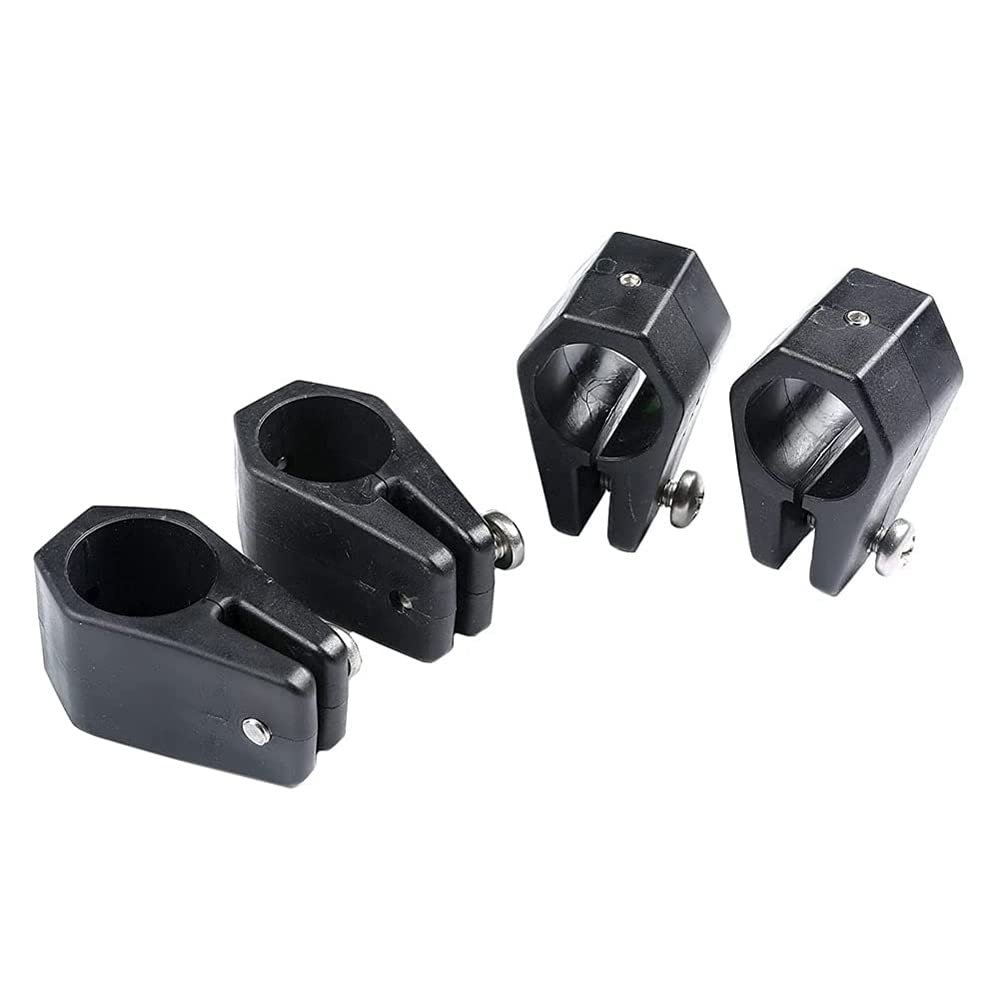 Mizugiwa Boat 3-Bow Bimini Top Black Nylon Boat Jaw Slide, Cap Eye End, Deck Hinge, Fittings 1 Inch Set