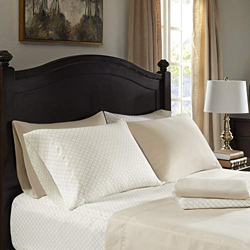 Madison Park - MPE10-796 Essentials Zara 16 Piece Jacquard Complete Bedding 2 Sheet Sets, King, Brown