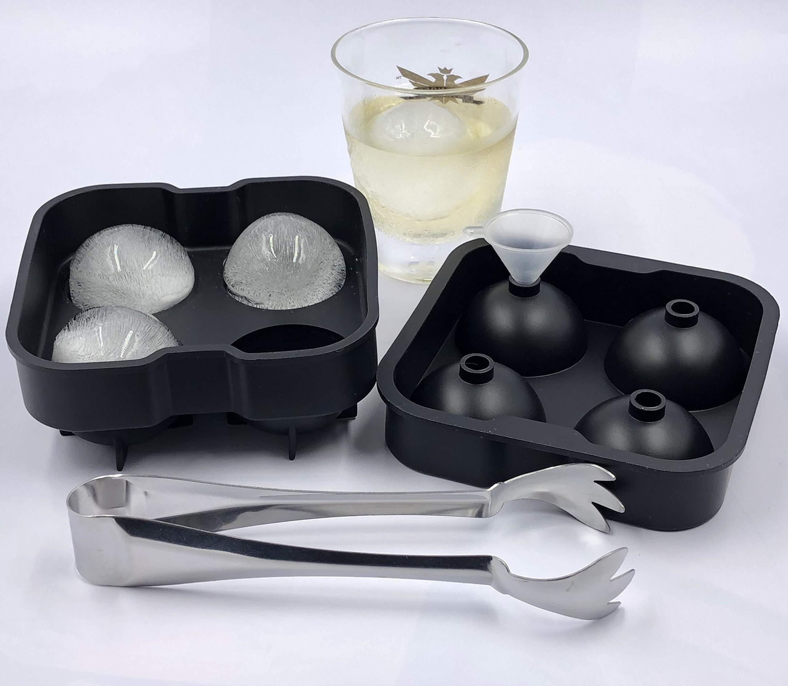 Stainless Steel Whiskey Stones, Beverage chilling Rocks, Reusable stainless steel ice balls with Sphere Ice ball tray. Total set of 7