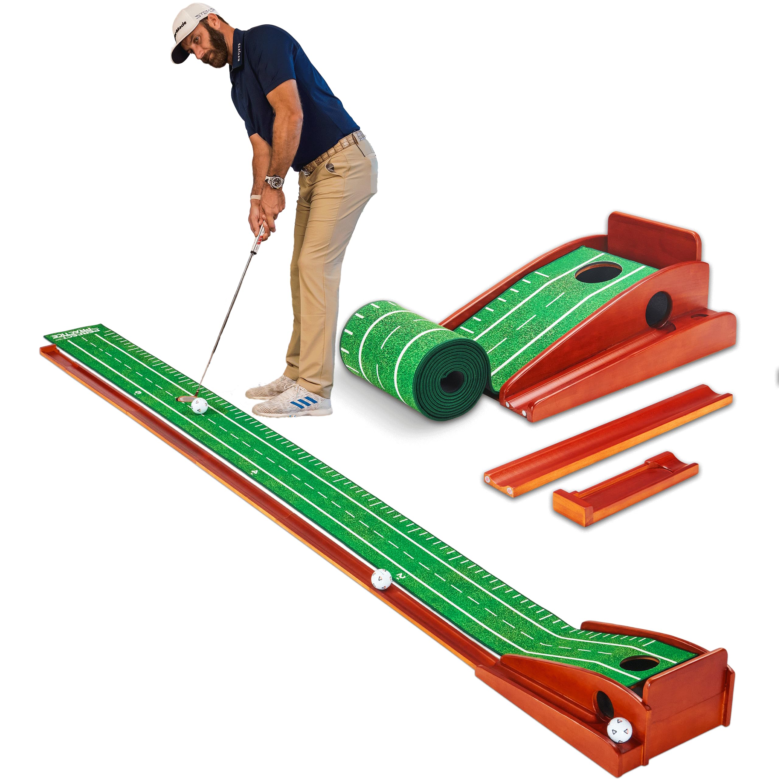 PERFECT PRACTICE Compact Putting Mat - Indoor Golf Putting Green w/Reduced-Sized Hole - Putting Matt for Indoors and Outdoors Practice - Golf Training Aid for Home - Golf Accessories & Gifts for Men