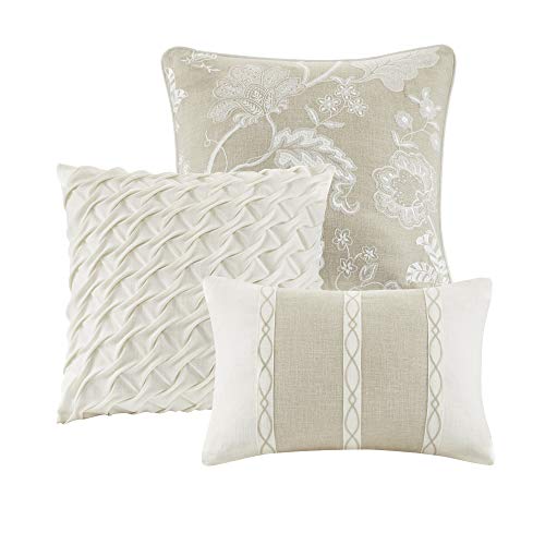 Madison Park Cozy Comforter Set-Luxurious Bedding Style Combo Filled Insert, Removable Duvet Cover. Matching Shams, Decorative Pillows, King(110"x96"), Geometric Neutral 9 Piece