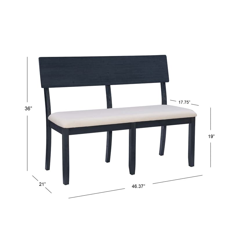 Linon Jordan Wood Dining Bench in Dark Charcoal Gray