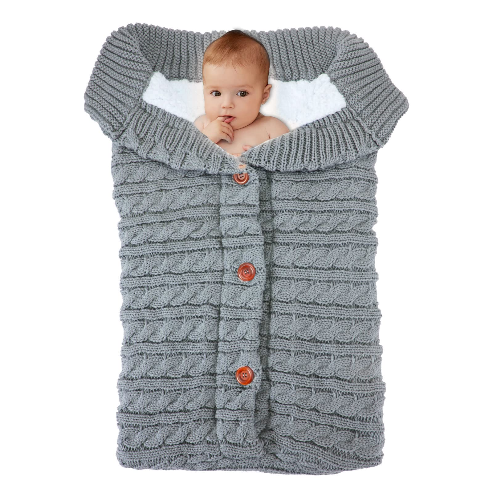 Newborn Baby Swaddle Blanket Fleece Stroller Wrap Nap Blanket Plus Velvet,Baby Kids Toddler Thick Knit Soft Warm Blanket Swaddle Sleeping Bag Sleep Sack Stroller