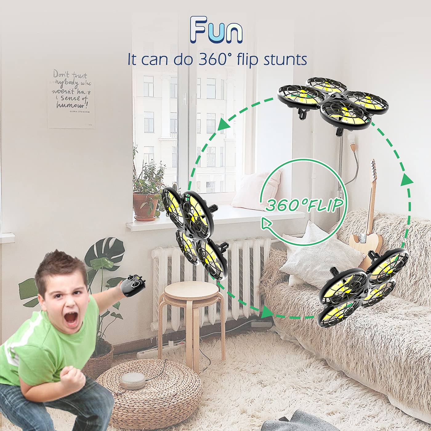 Loolinn | Drone for kids Gift - Mini Drone with Auto Anti-Collision Technology / 360° Flip / 20 Minutes Flight Time/Two Batteries (Gift Idea)