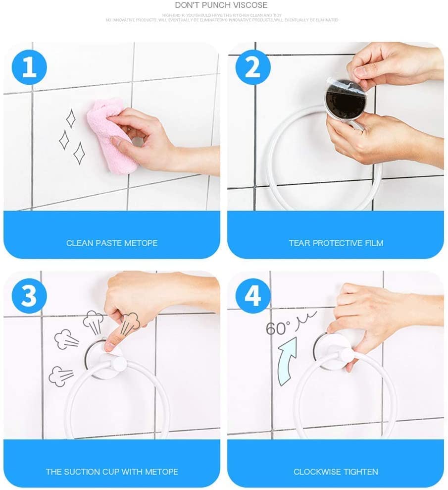 YXCNP Hanging Towel Rack, Bathroom Hanger Kitchen Towel Hook Storage Rails Free Punch Sucker Drying Towel Bath Towel Holder/White