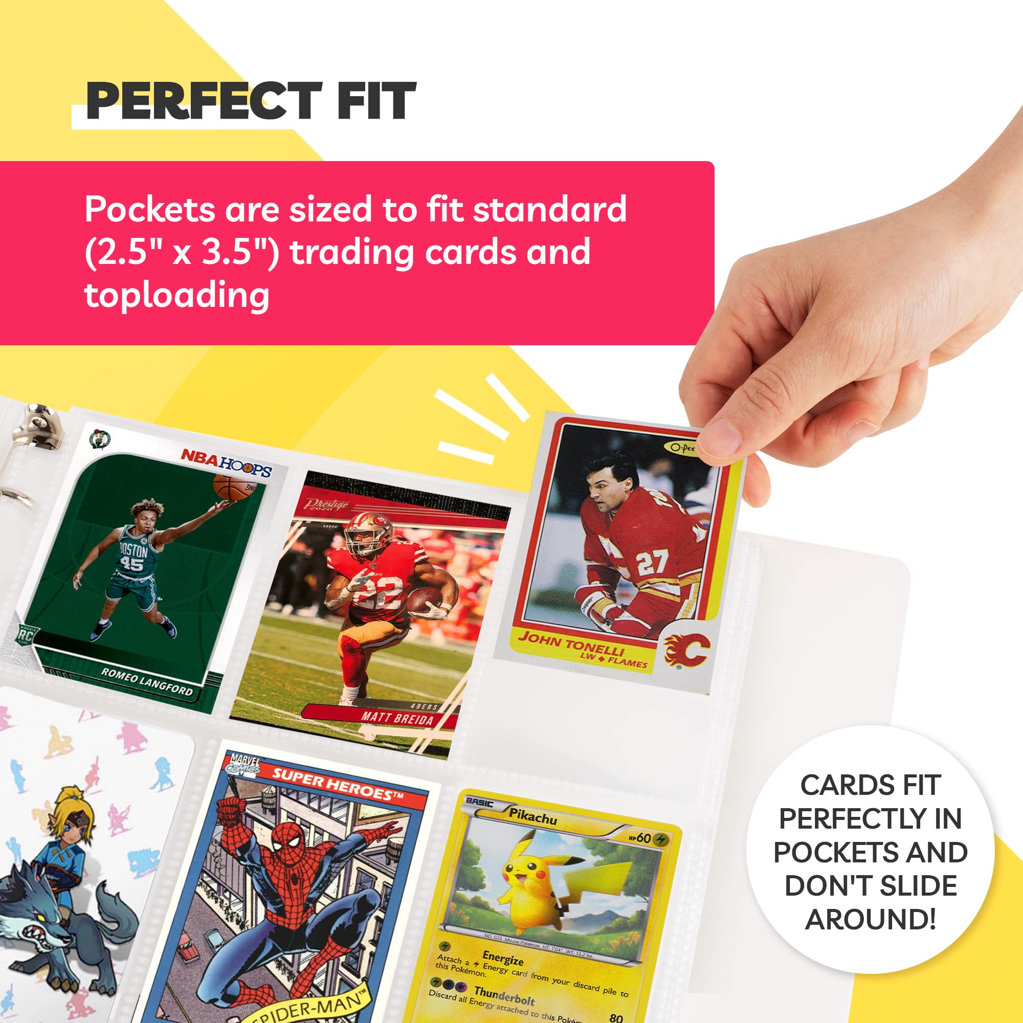Trading Card Sleeves 9 Pocket for 900 Trading Cards 3.5 x 2.5" (100 Pack)
