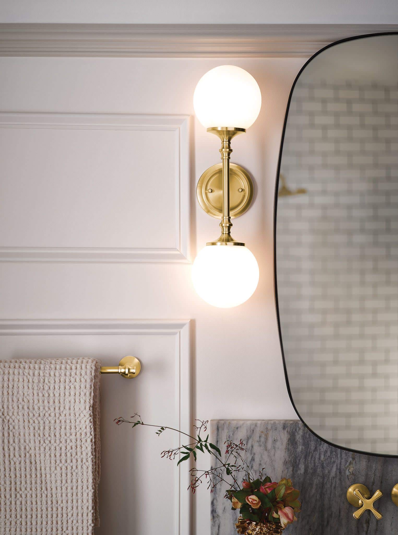 Moen YB0562BG Colinet 2-Light Dual-Mount Bath Bathroom Vanity Fixture with Frosted Glass, Brushed Gold