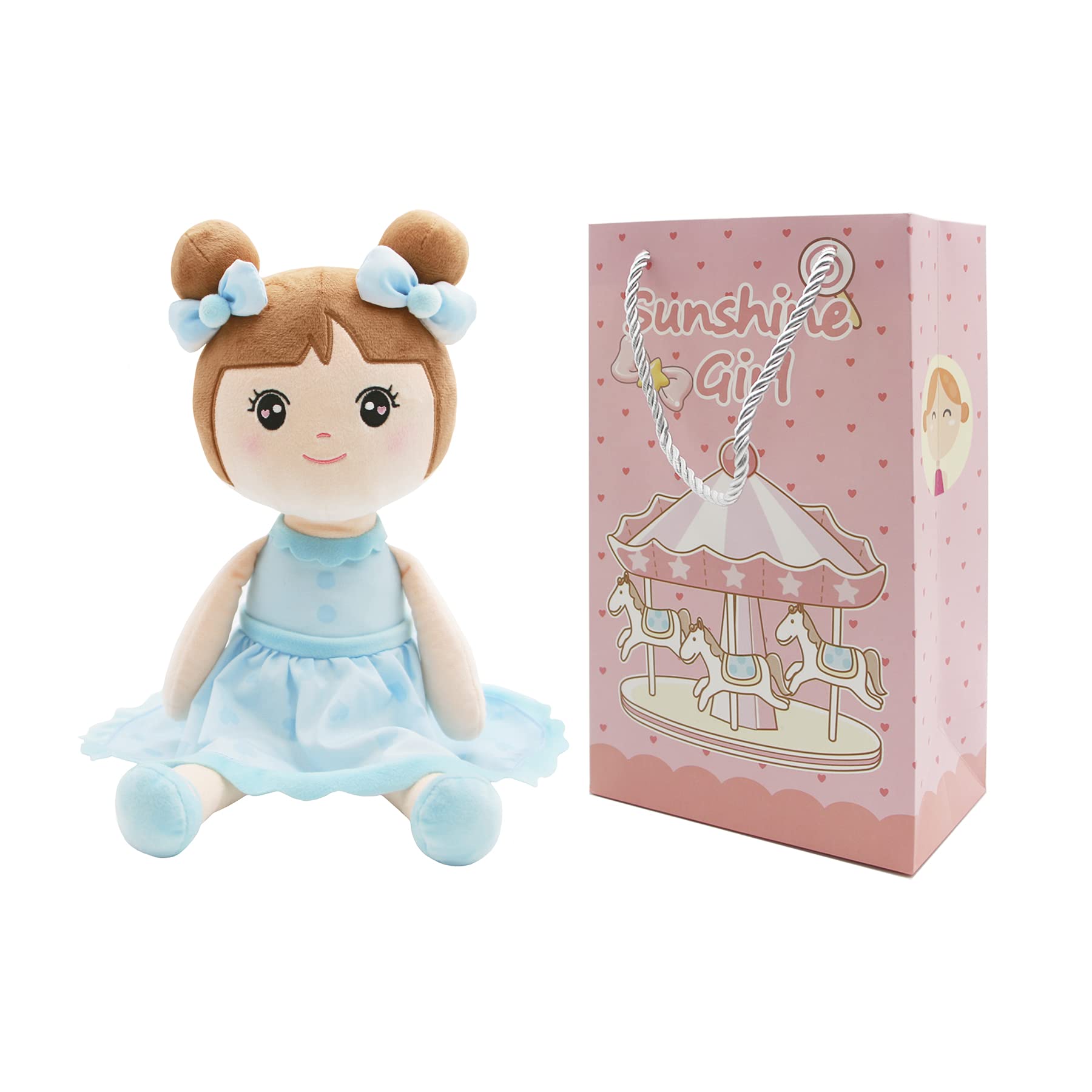 Maxshop 17'' Plush Dolls Baby Girl Toy Gifts Stuffed Doll Super Soft Plush Toy Light Blue with Gift Box (Light-Blue Doll)