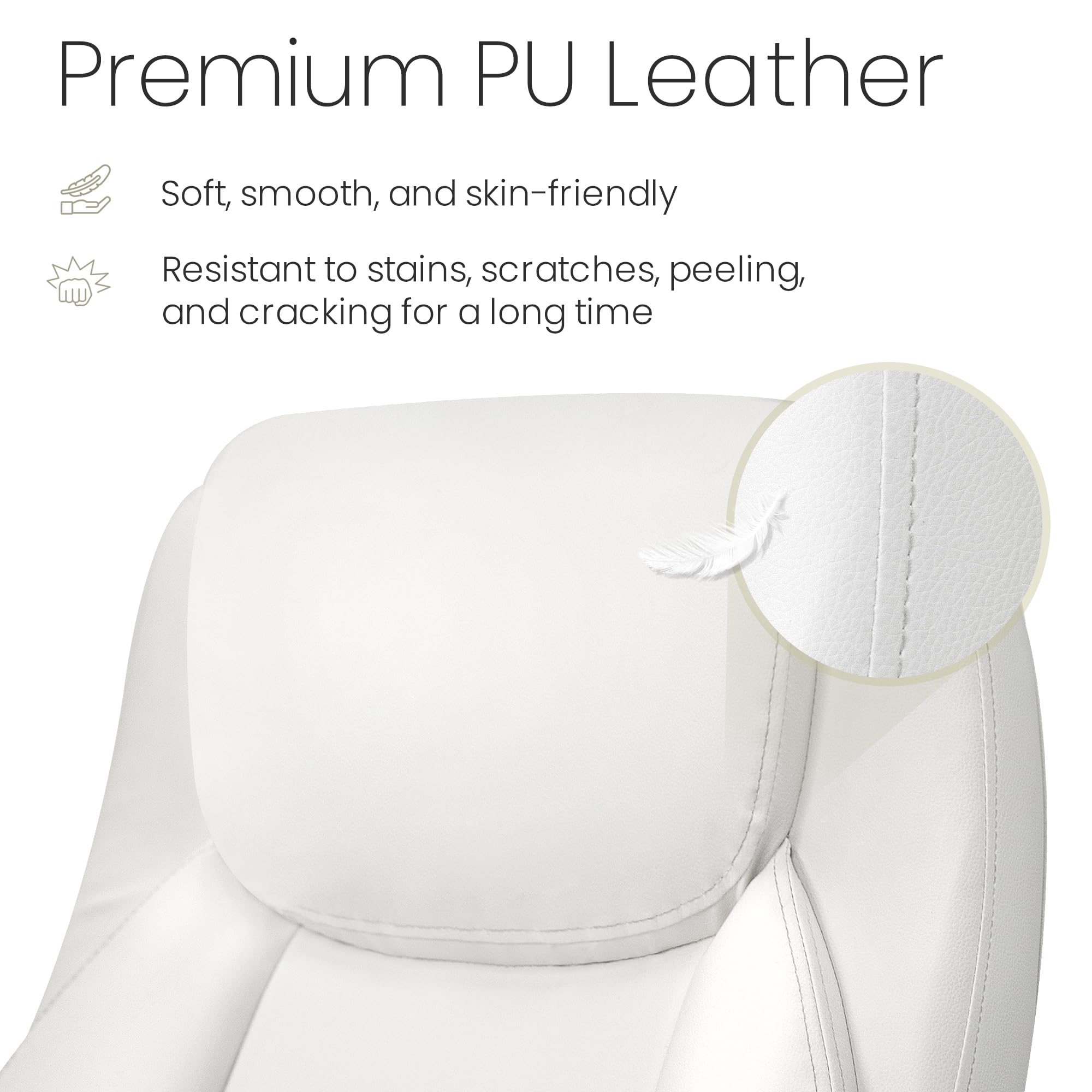 NEO CHAIR Ergonomic Office Chair PU Leather Executive Chair Padded Flip Up Armrest Computer Chair Adjustable Height High Back Lumbar Support Wheels Swivel for Gaming Desk Chair (White)