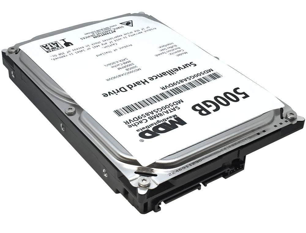 MaxDigitalData 500GB 8MB Cache 5900PM SATA 6.0Gb/s 3.5" Internal Surveillance CCTV DVR Hard Drive (MD500GSA859DVR) - w/2 Year Warranty (Renewed)