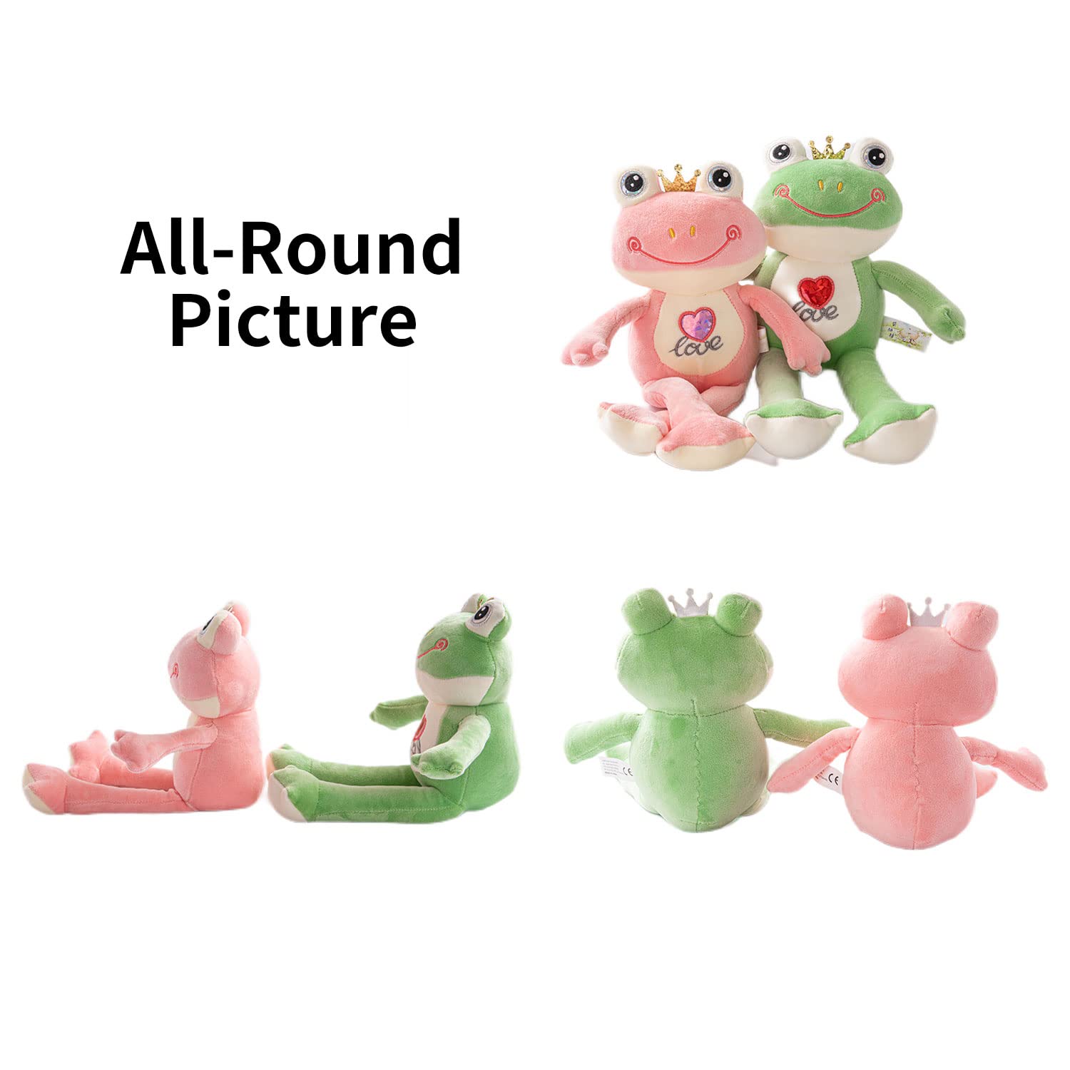 TOLTRGT Frog Stuffed Animal Plush, 2 PCS 13.8 Inch Adorable Soft Smiling Face Frog Plush Toy