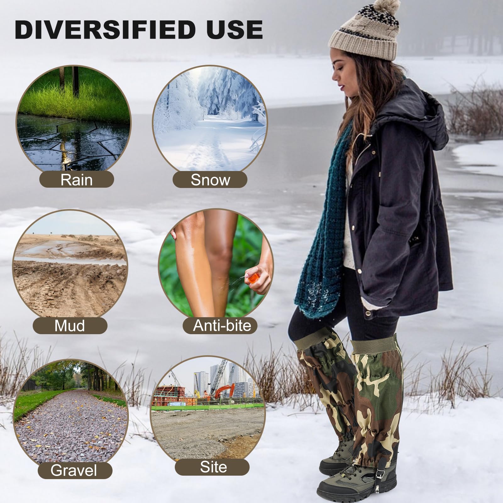 Snake Boots for Hunting Waterproof Snake Chaps for Hunting Boots Adjustable Snake Proof Gaiters Fits Men & Women Leg Bite Protective Guards