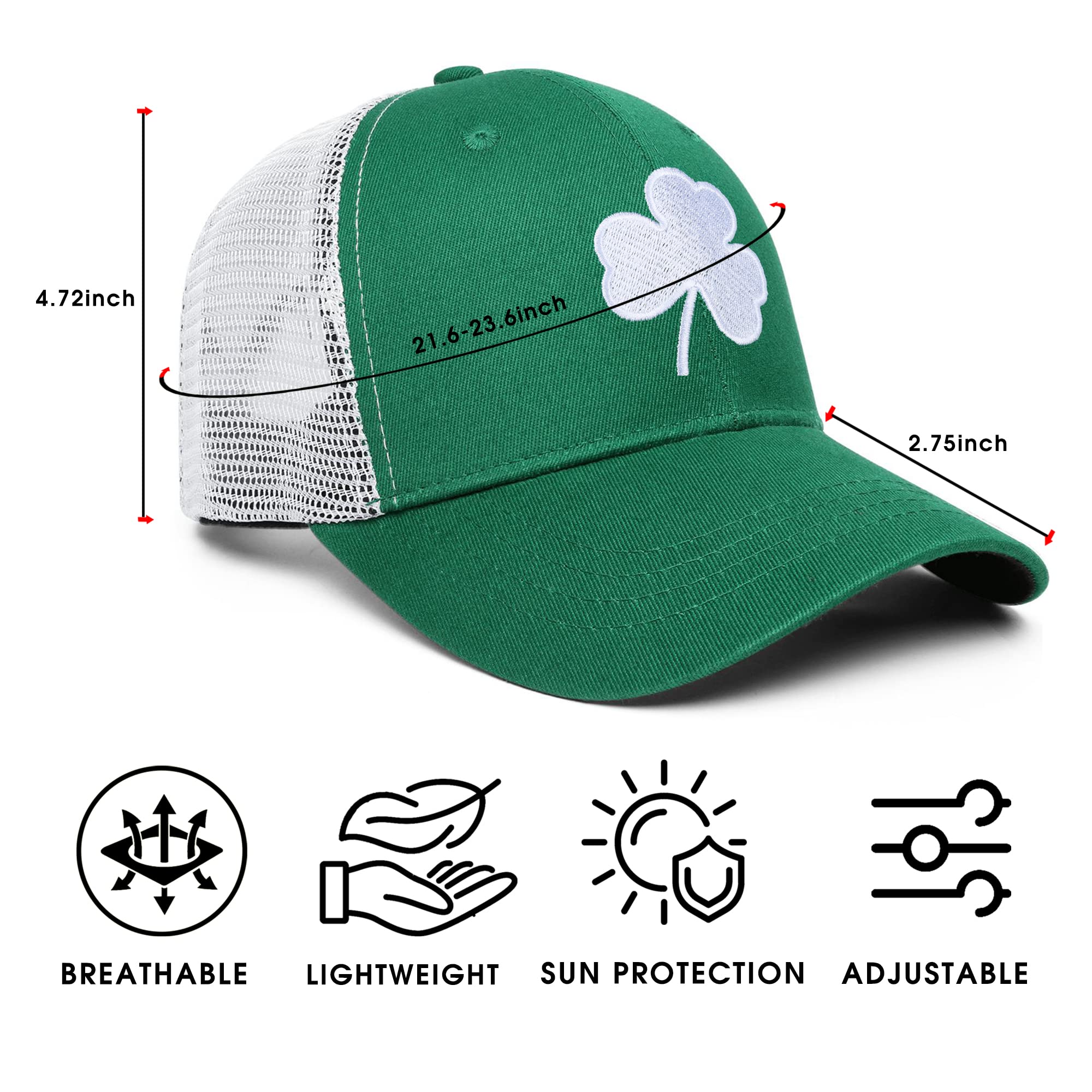 St. Patrick's Day Clover Baseball Cap Men Women Unisex Adjustable Embroidered Dad Hats Green