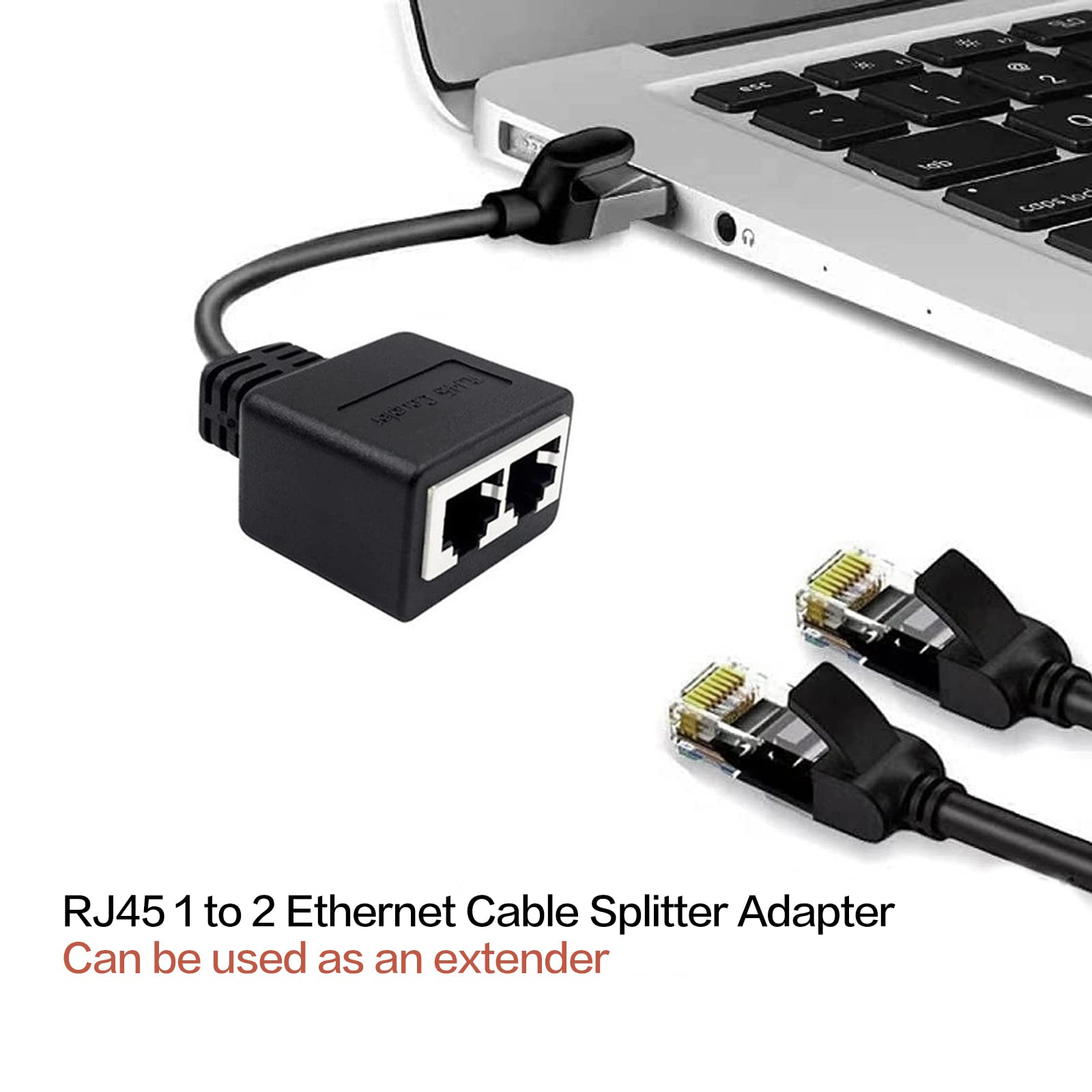 Tuliyet Ethernet Splitter, 1 Male to 2 Female Network Adapter RJ45 LAN Ethernet Socket Connector Adapter Suitable Super Cat5/Cat5e/Cat6 LAN Ethernet Cable Splitter