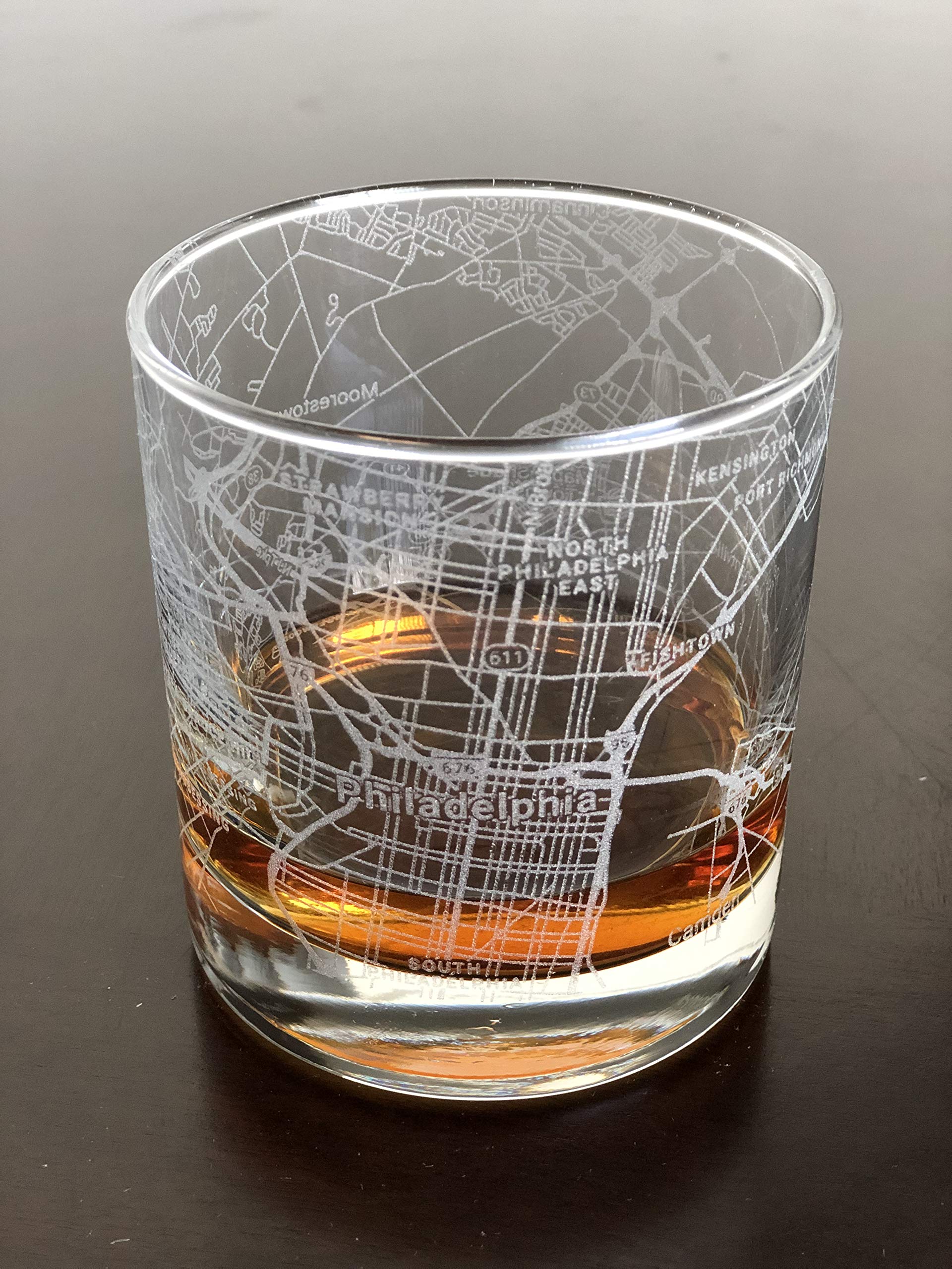 Rocks Whiskey Old Fashioned 11oz Glass Urban City Map Philadelphia Pennsylvania