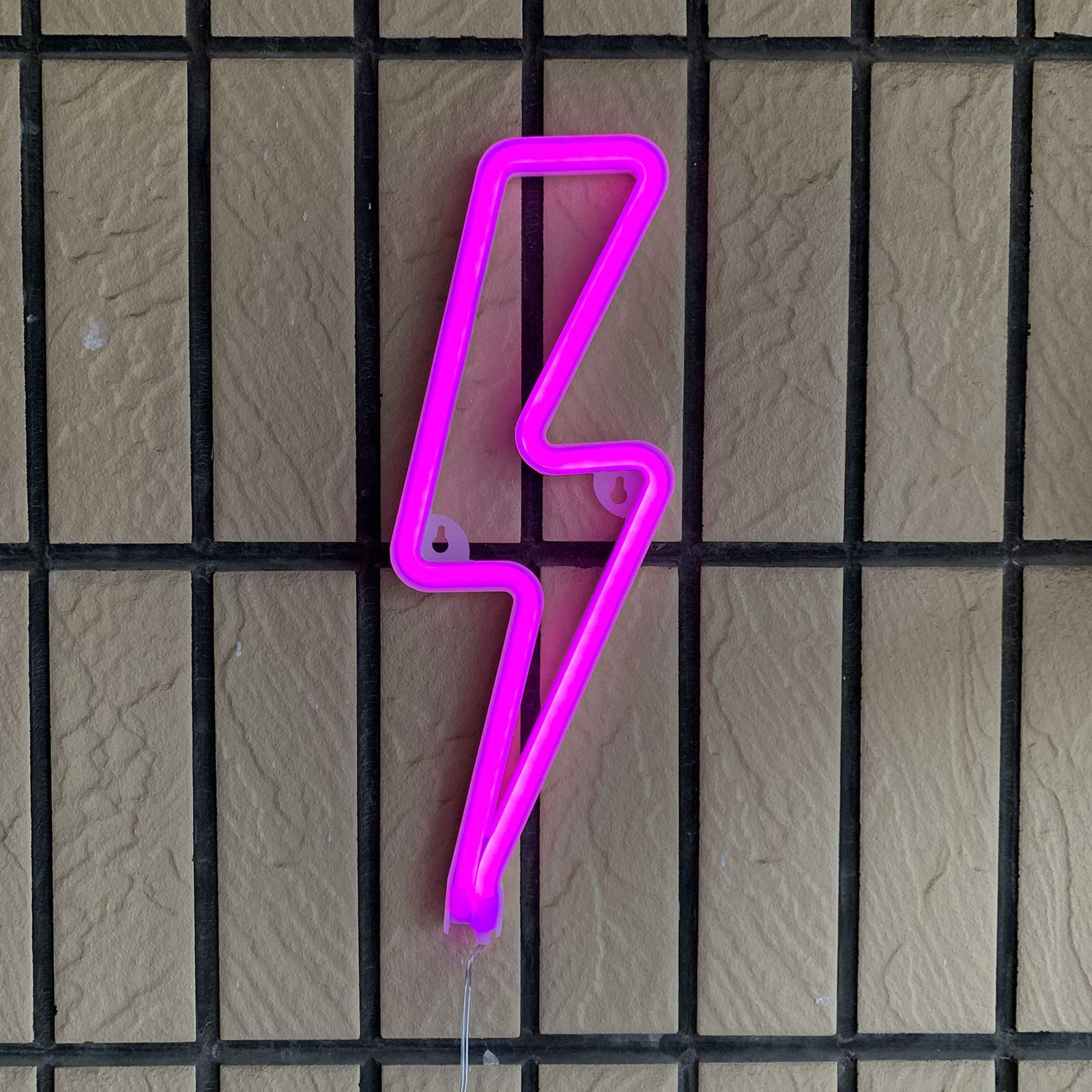 Neon Signs Lightning Bolt Pink Battery Operated & USB Powered LED Decorative Night Lights Lit Up Wall Art Decor for Gaming,Man Cave,Kid's Room,Dorm,Office,Bar,Wedding,Party Decoration(SDF)