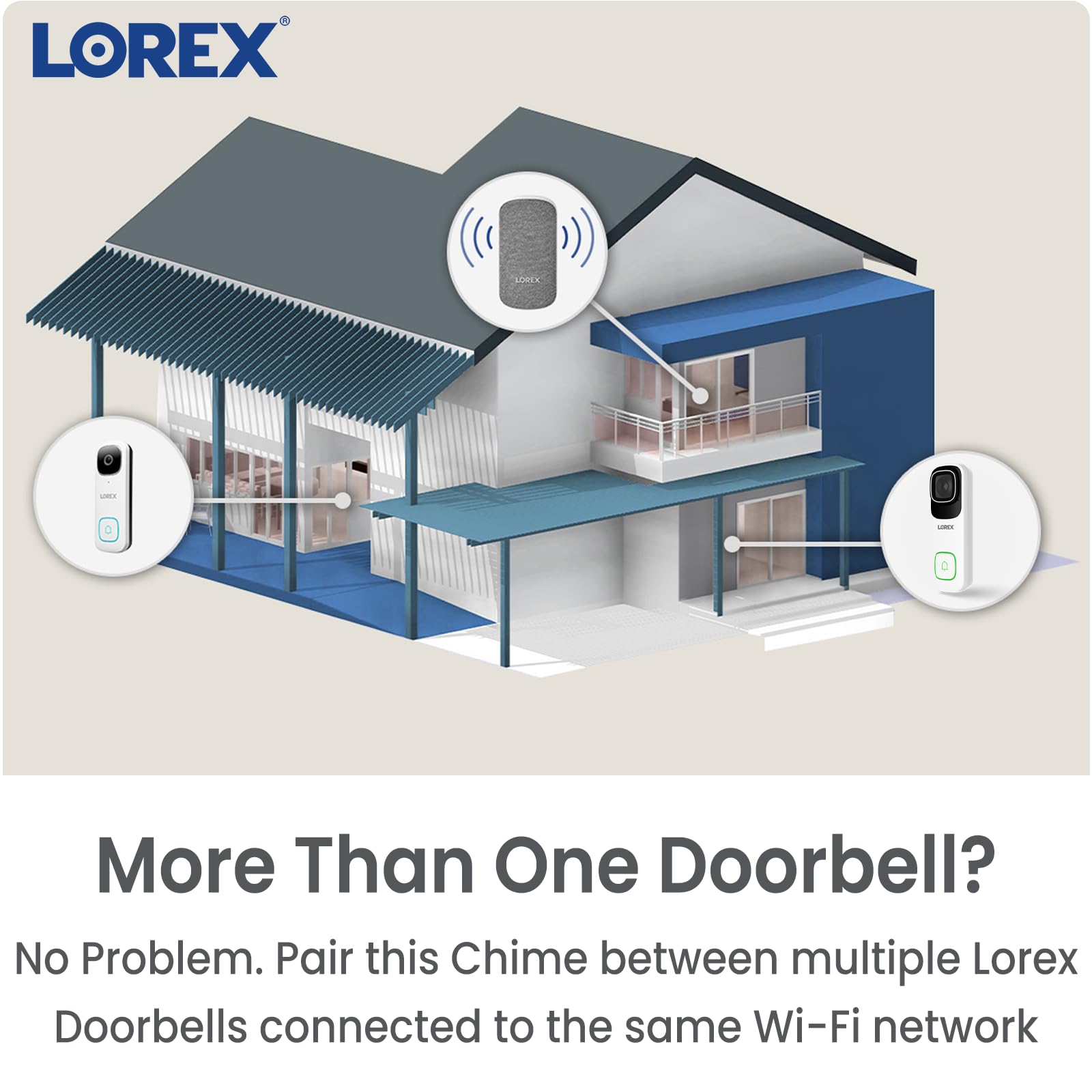 Lorex Video Doorbell and Home Security System Chime Add-On β Easy Plug-and-Play Installation, Customizable Digital Door Bell Chime, Seamless Integration with Lorex Security Video Doorbells