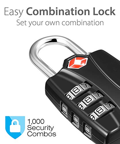 TSA Accepted Luggage Locks, Fosmon (3 Pack) Open Alert Indicator 3 Digit Combination Padlock Codes with Alloy Body for Travel Bag, Suit Case, Lockers, Gym, Bike Locks or Other