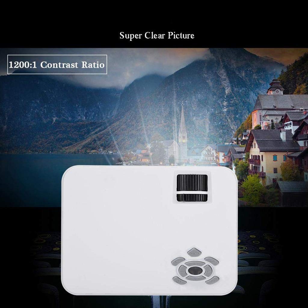 ZYZMH Mini Movie Projector, Multimedia Home Theater Video Projector with Cable, Full HD Video Projector