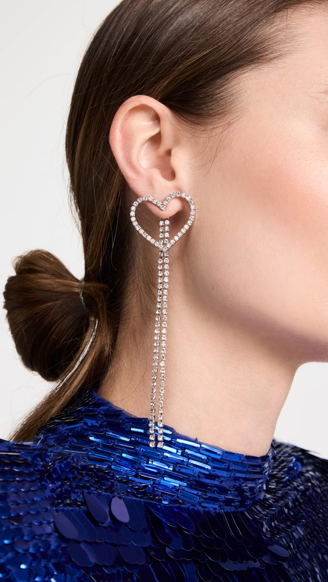SHASHI Women's Heart Rhinestone Drop Earrings, White Gold, One Size