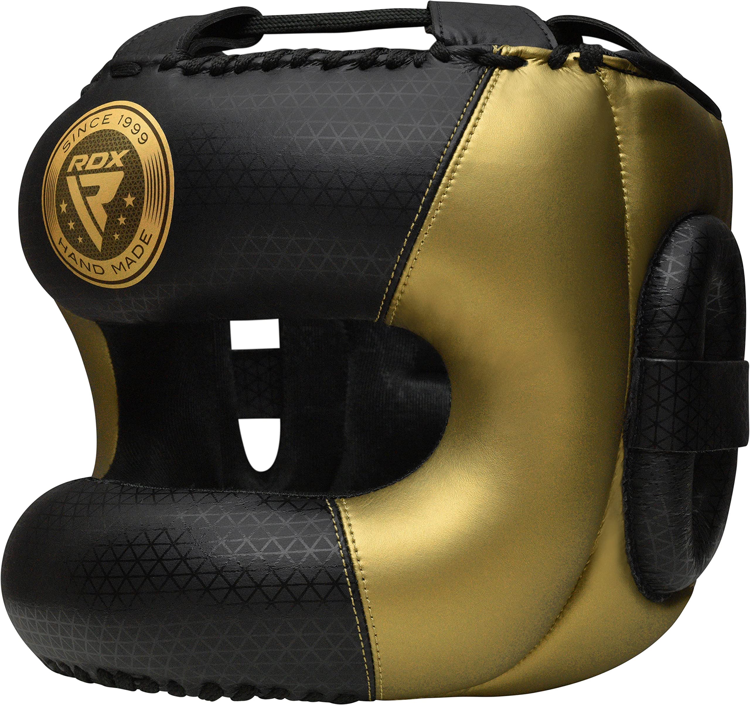 RDX Headgear for Boxing and MMA Training, Maya Hide Leather Kickboxing Martial Arts Grappling Taekwondo Sparring Helmet Head Wear