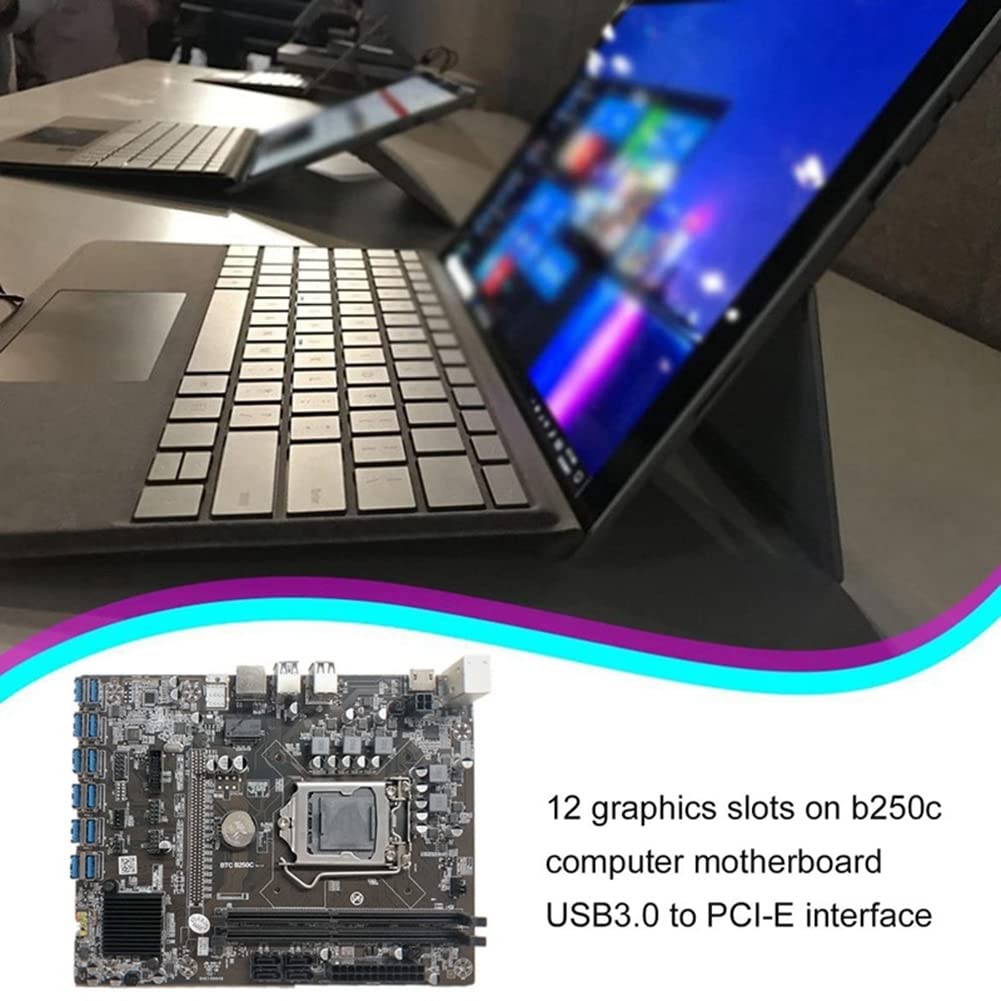 UNNIC B250C BTC Mining Motherboard+G3900 CPU+VER009S Riser 12XPCIE to USB3.0 GPU Slot LGA1151 Support DDR4 RAM Motherboard