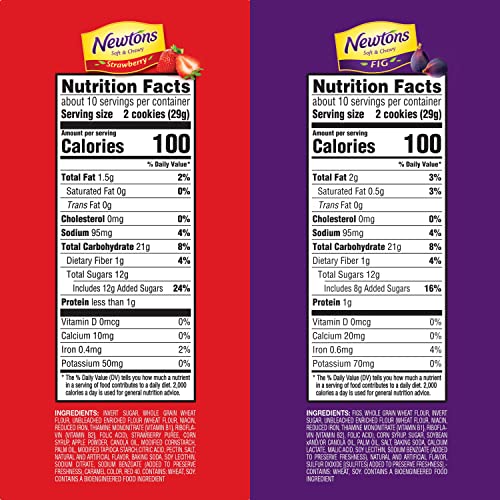 Newtons Soft & Chewy Cookies Variety Pack, Newtons Fig Cookies and Strawberry Cookies, 4 Packs