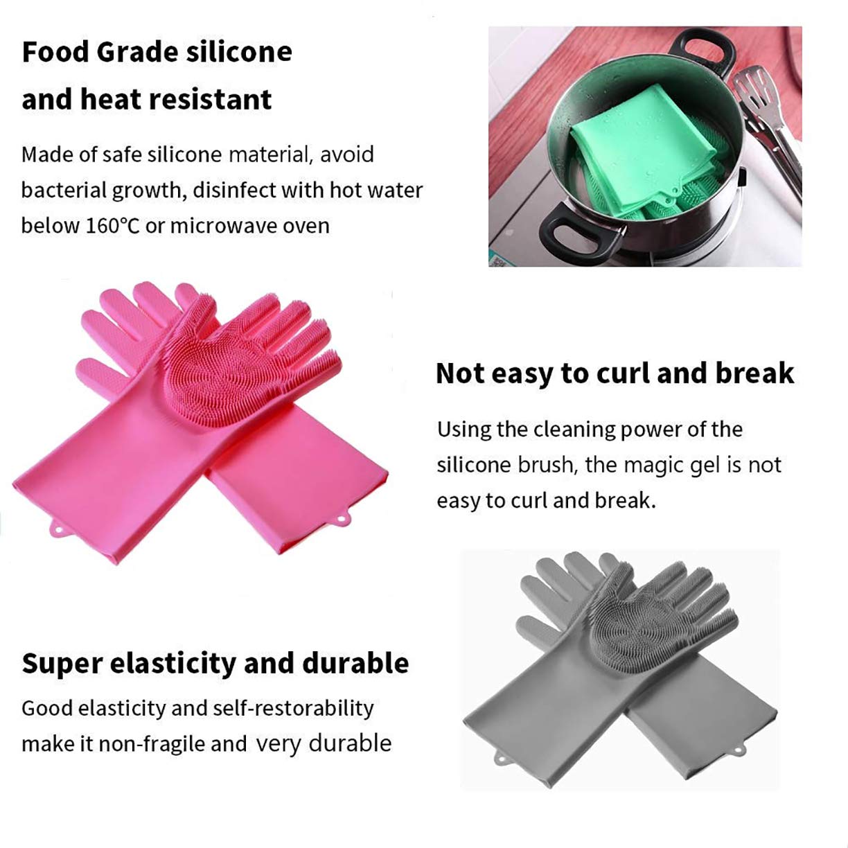 Magic Dishwashing Cleaning Sponge Gloves Reusable Silicone Brush Scrubber Gloves