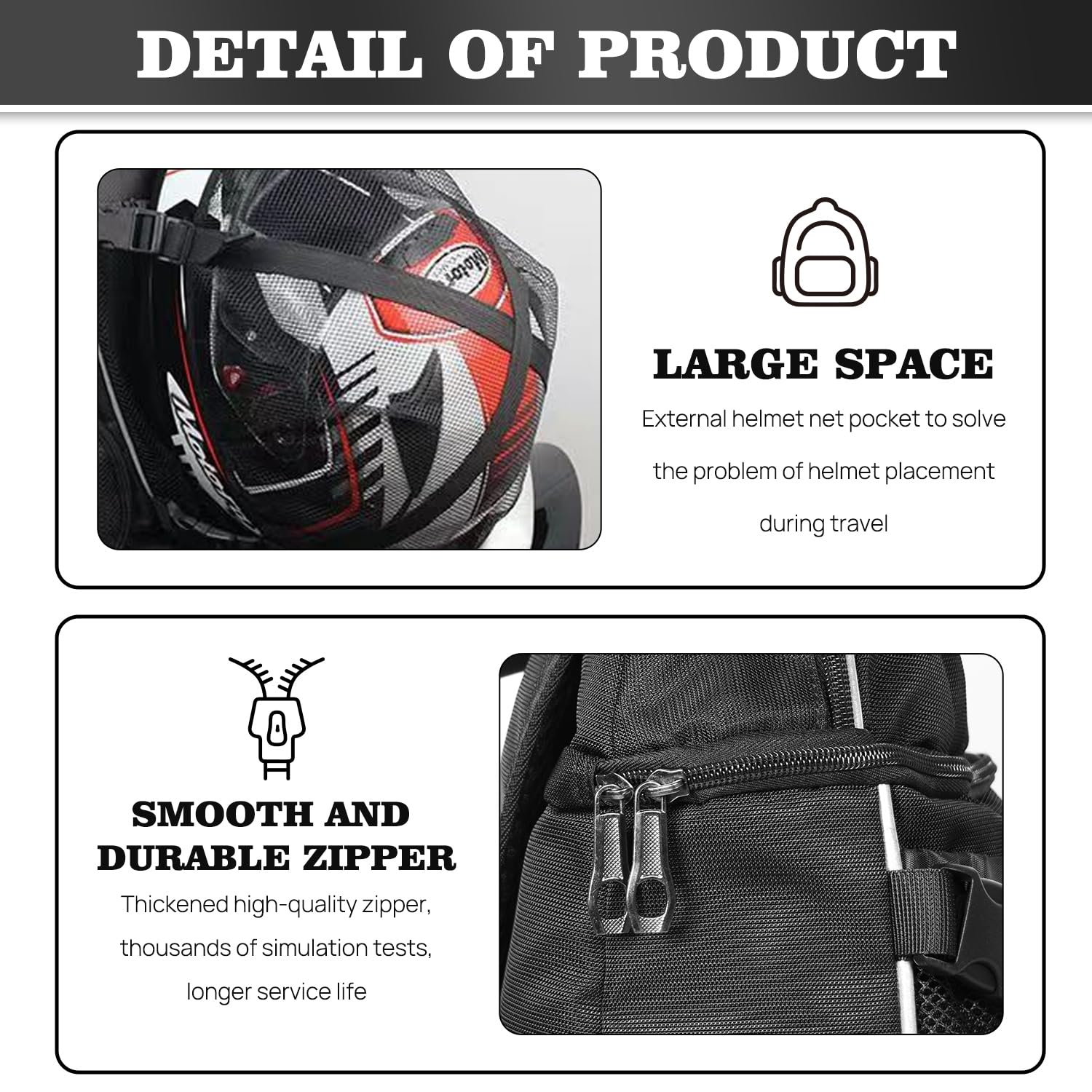 LORICK Motorcycle Helmet Backpack 25L Motorcy Backpack Waterproof Expandable Riding Cycling Backpack for Outdoor