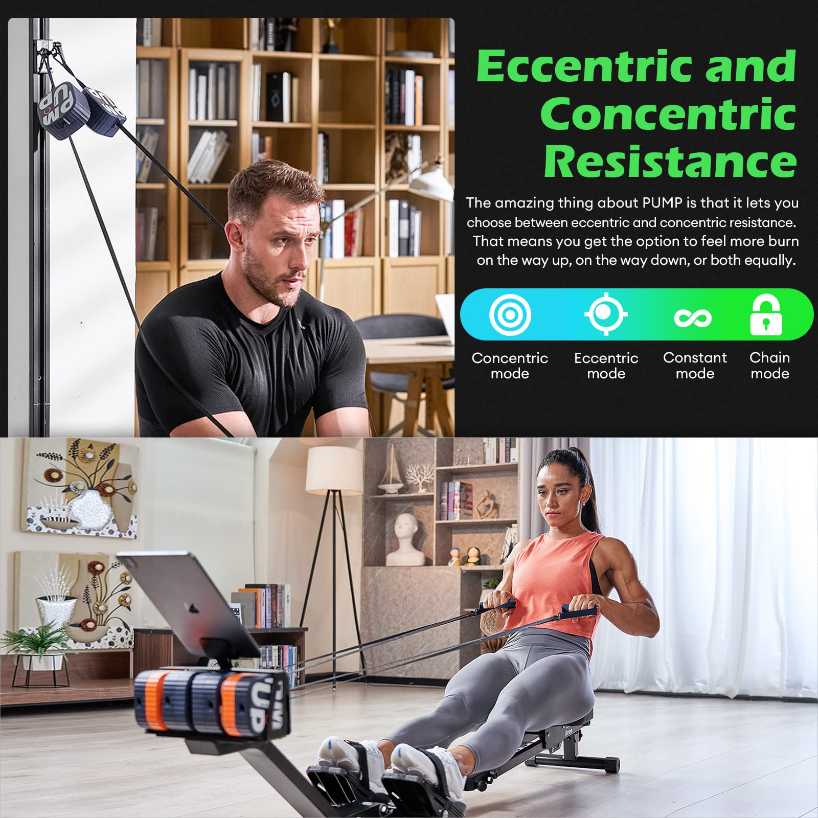 UNITREE Pump Pro Motor Powed Smart Pocket Gym System, 4.4-44lbs Resistance,Eccentric and Concentric Available, Arcade Style Games, One for All Training Demands, App Assist (Abyss Blue)